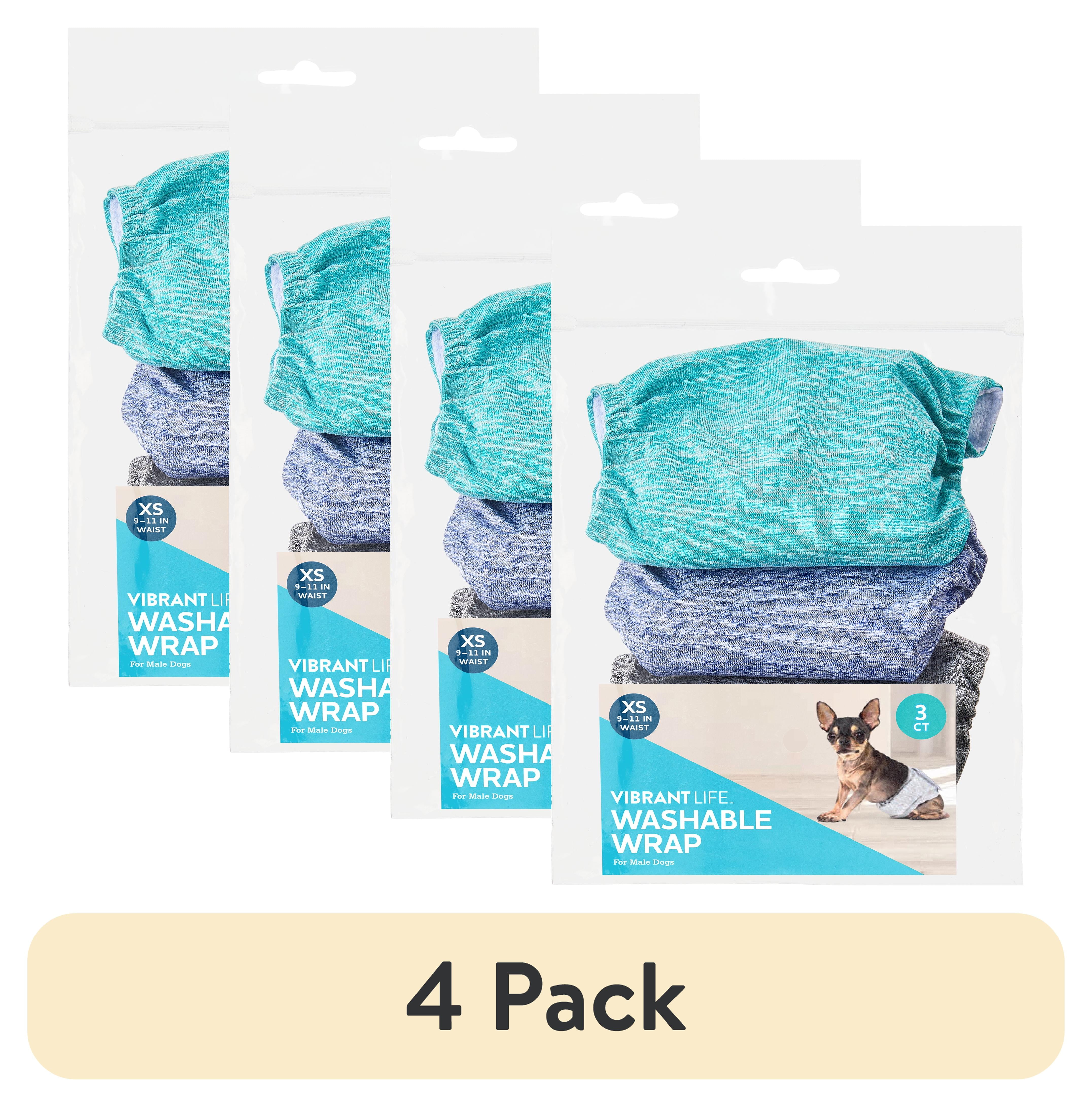 (4 pack) Vibrant Life Washable Dog Wraps for Male Dogs, XS, 3 Count ...