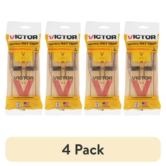 (4 pack) Victor Easy Set Extended Trigger Rat Trap - Wooden Rat Trap ...