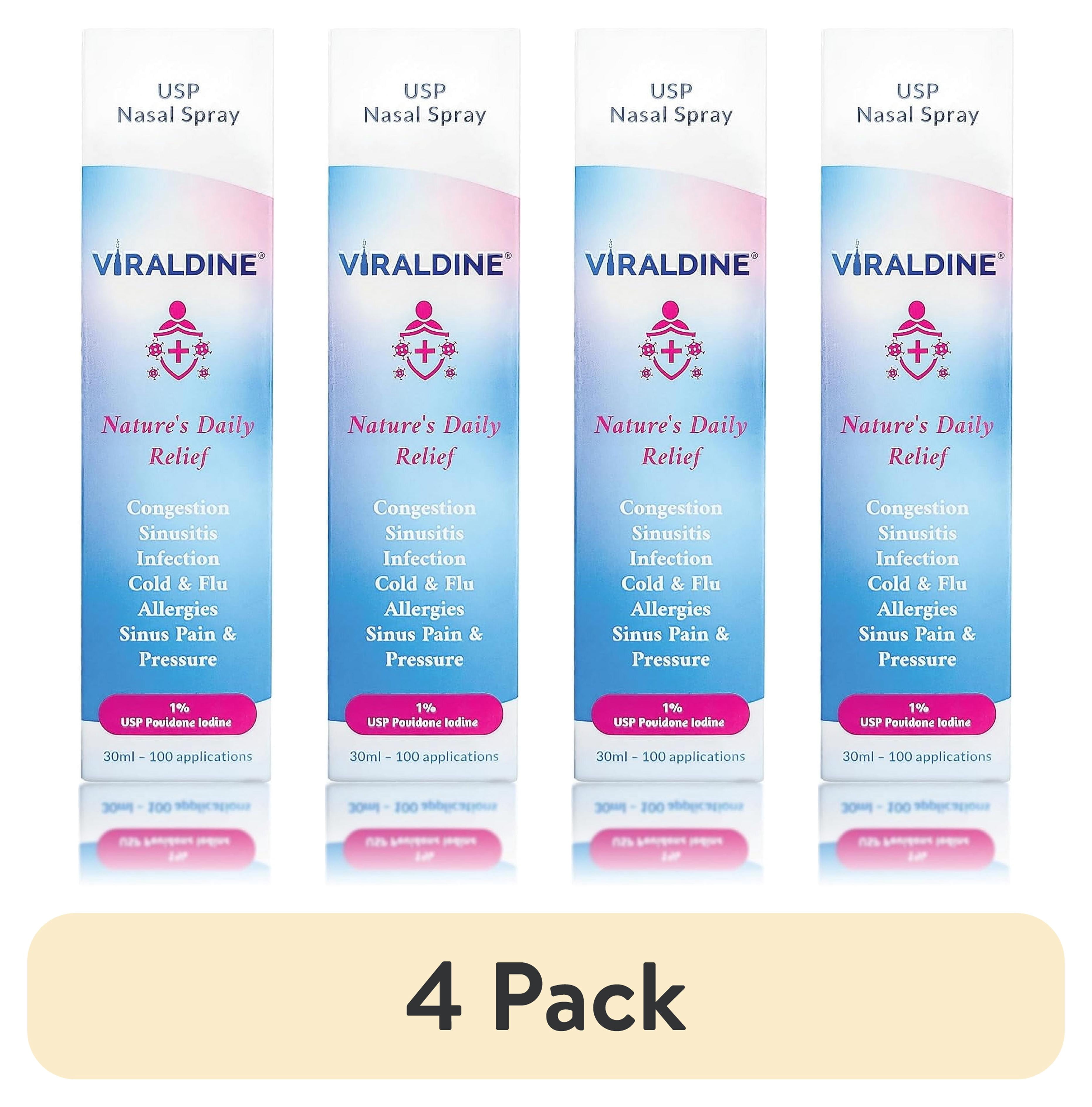 (4 pack) Viraldine 1% Povidone-Iodine Nasal Spray for Daily Congestion ...