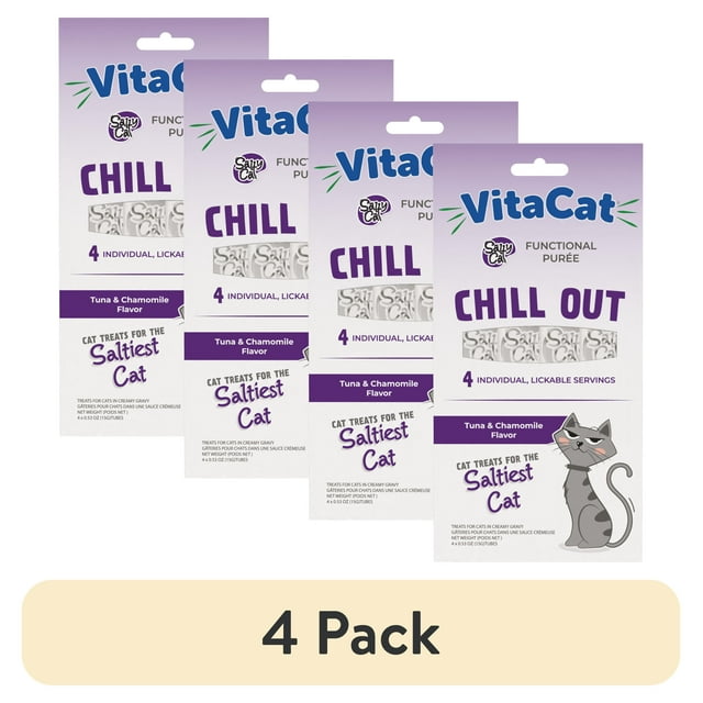 (4 pack) VitaCat by Salty Cat Chill Out Tuna & Chamomile Flavor Creamy ...