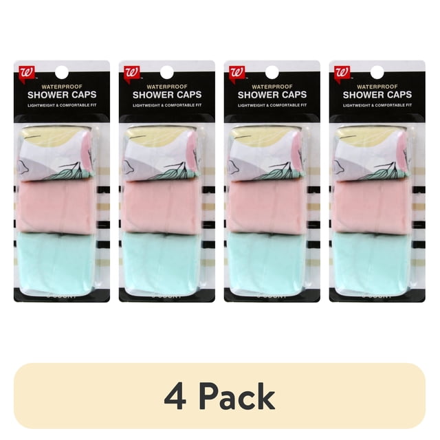(4 pack) Walgreen Lightweight & Comfortable Fit Waterproof Shower Caps ...