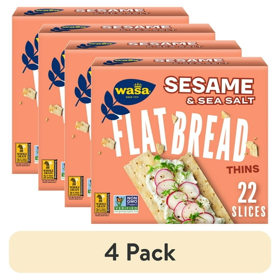 (4 pack) Wasa Thins Sesame & Sea Salt Flatbread Crackers 6.7 oz ...