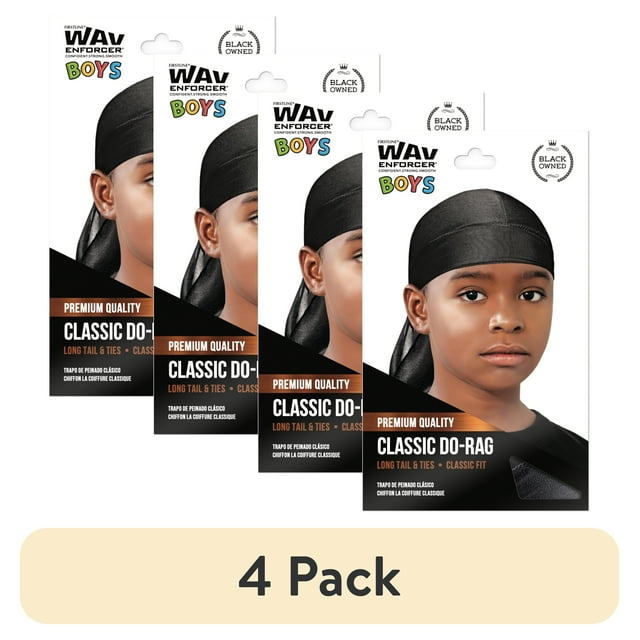 (4 pack) WavEnforcer Boys Do-Rag Black - Walmart.com
