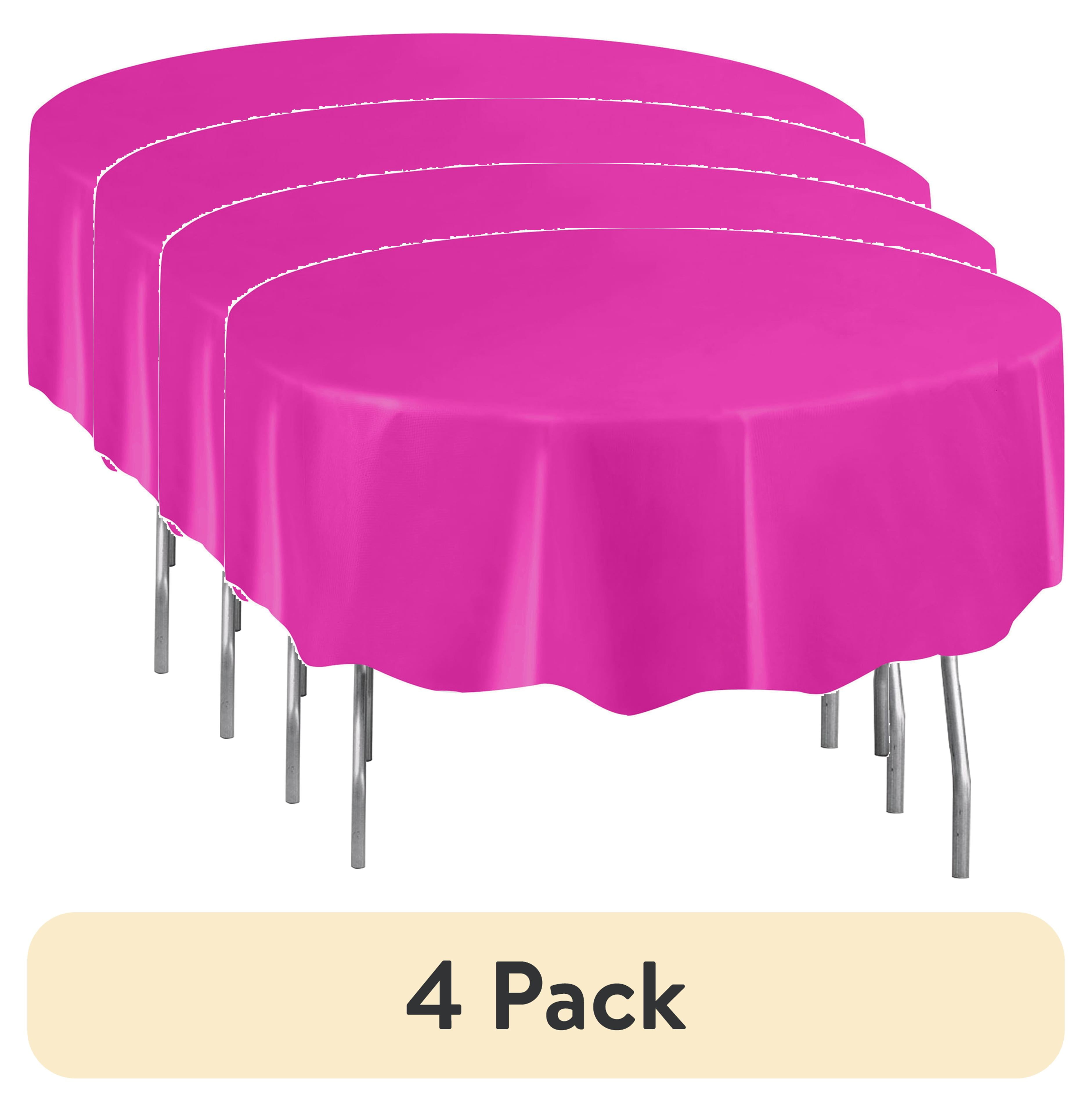 (4 pack) Way to Celebrate! Neon Pink Plastic Tablecloth, Round, 84in ...