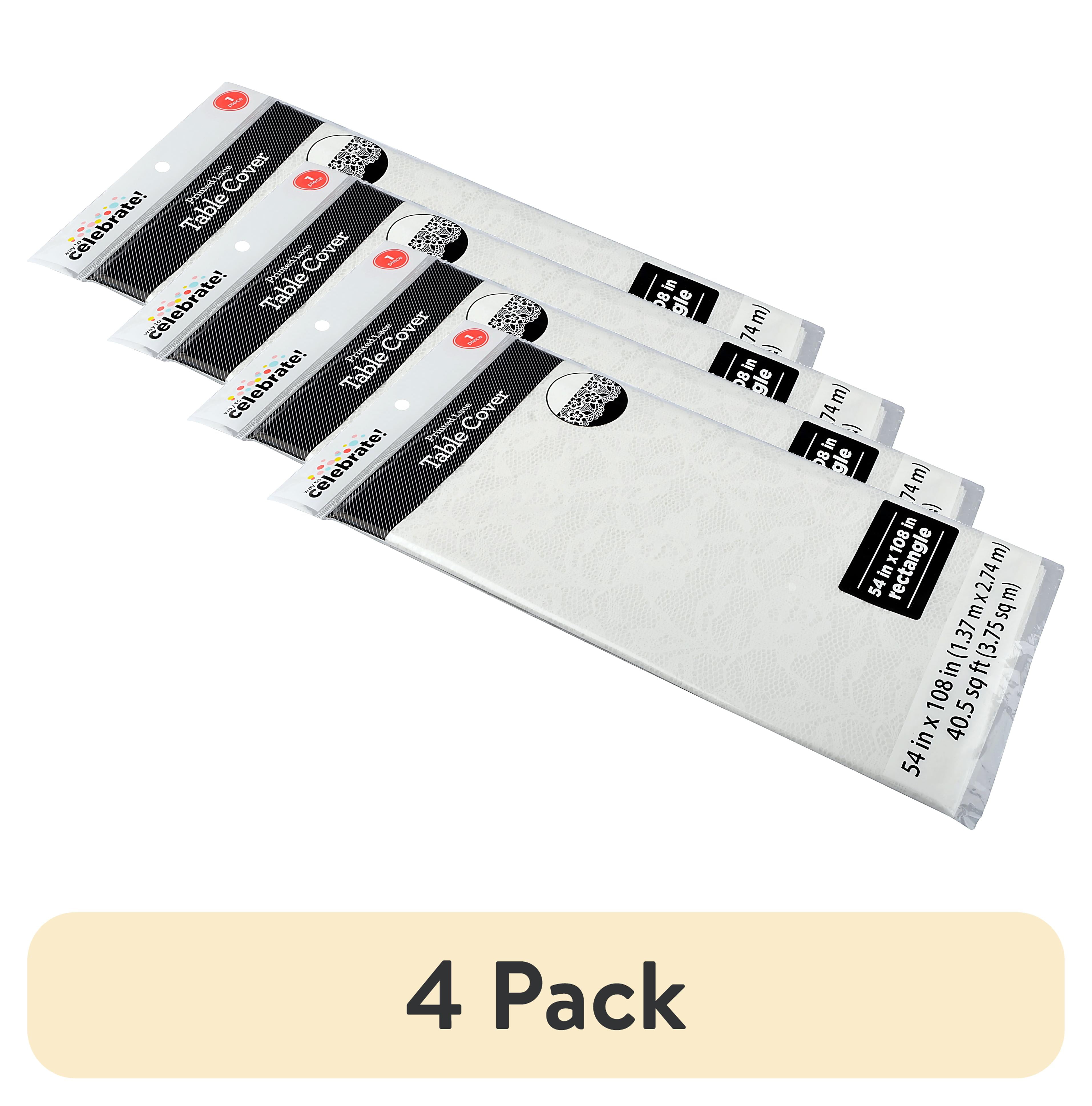 (4 pack) Rectangular 54" x 108" White Printed Lace Plastic Table Cover ...