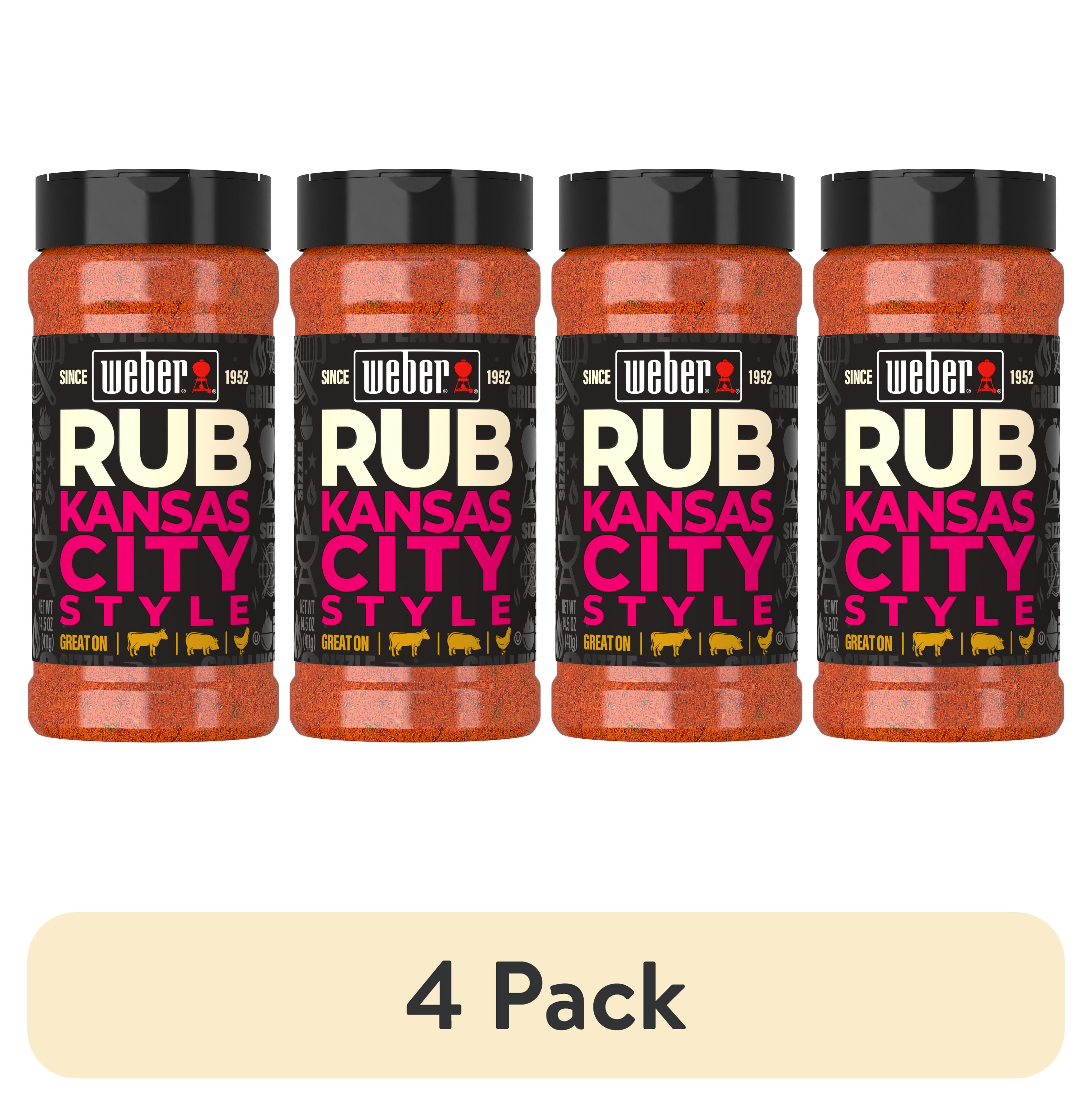 (4 pack) Weber Kansas City Sweet Tangy BBQ Dry Rub Seasoning, Gluten ...