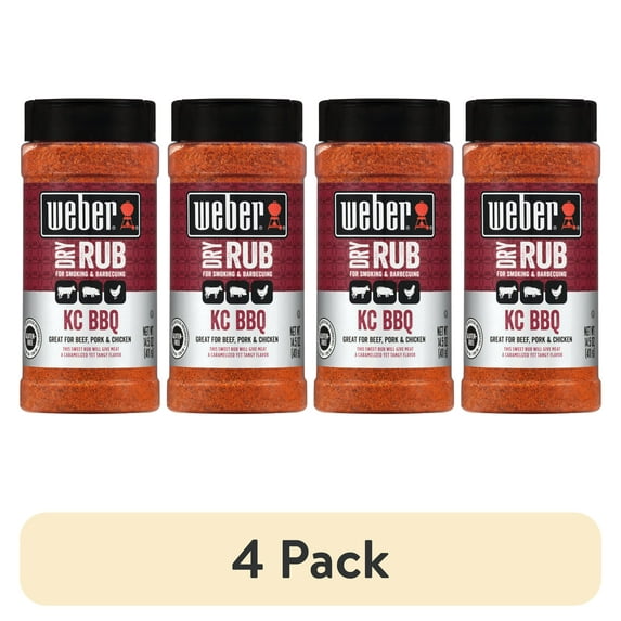 (4 pack) Weber Kansas City Sweet Tangy BBQ Dry Rub Seasoning, Gluten Free,14.5 oz - Walmart.com