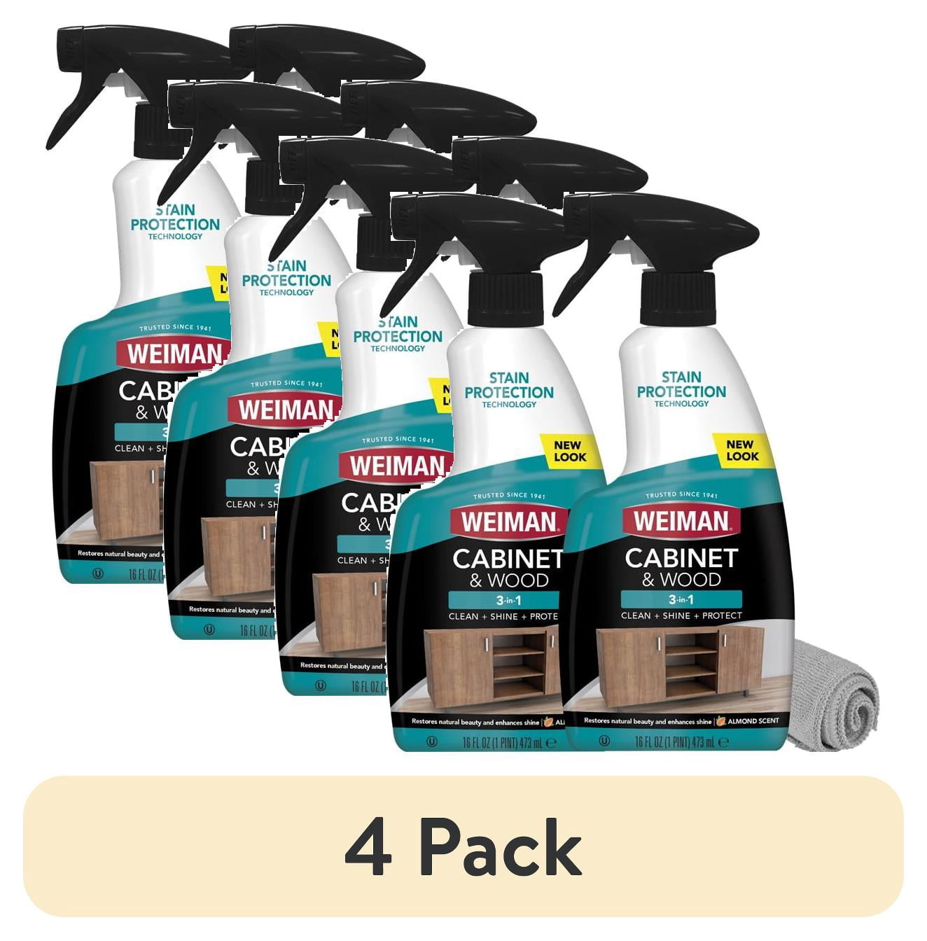 (4 pack) Weiman Liquid Wood Cleaner & Polish, Almond Scent, 16 Fluid ...