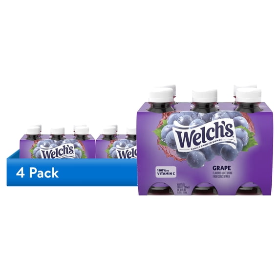 (4 pack) Welch's Grape Juice Drink, 10 fl oz On-the-Go Bottle (Pack of ...