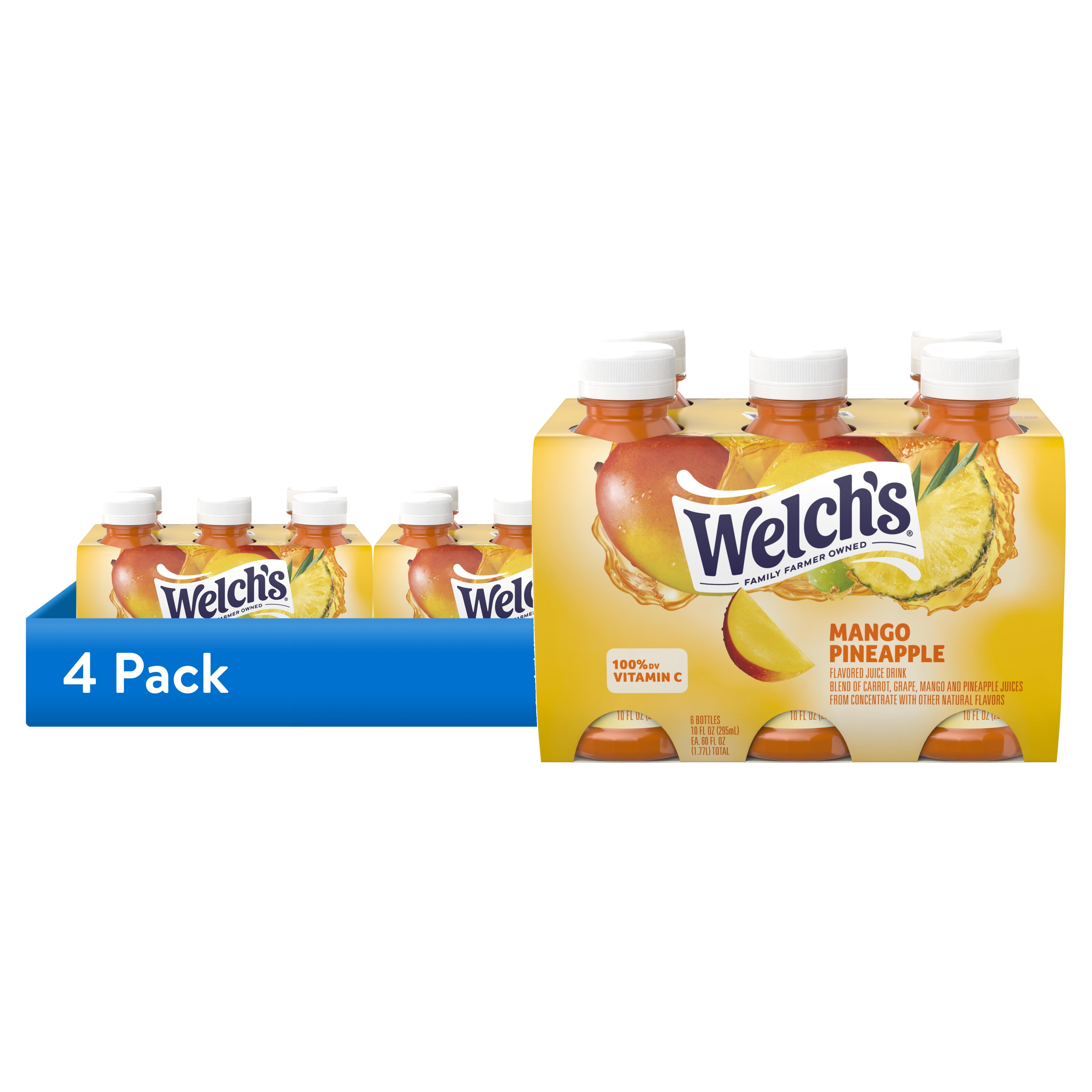 (4 pack) Welch's Mango Pineapple Juice Drink, 10 fl oz On-the-Go Bottle ...