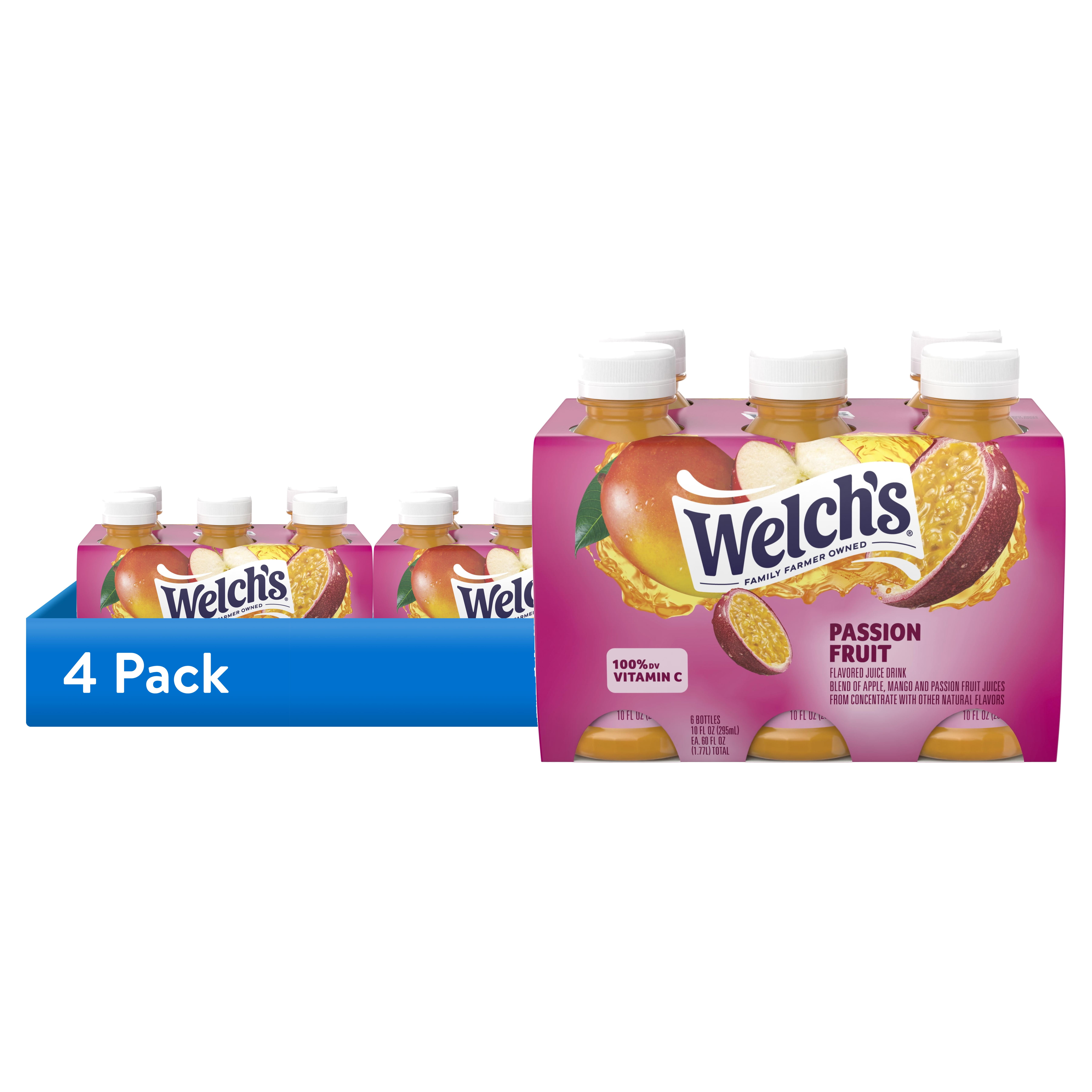 (4 pack) Welch's Passion Fruit Juice Drink, 10 fl oz On-the-Go Bottle ...