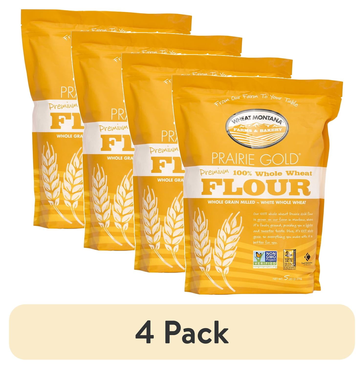 (4 pack) Wheat Montana Bakery, Prairie Gold Whole Wheat Flour, Non-GMO ...