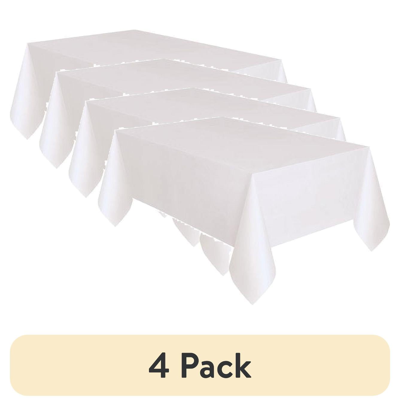 (4 pack) Rectangular 54" x 108" White Plastic Table Covers, 3 Count, by ...