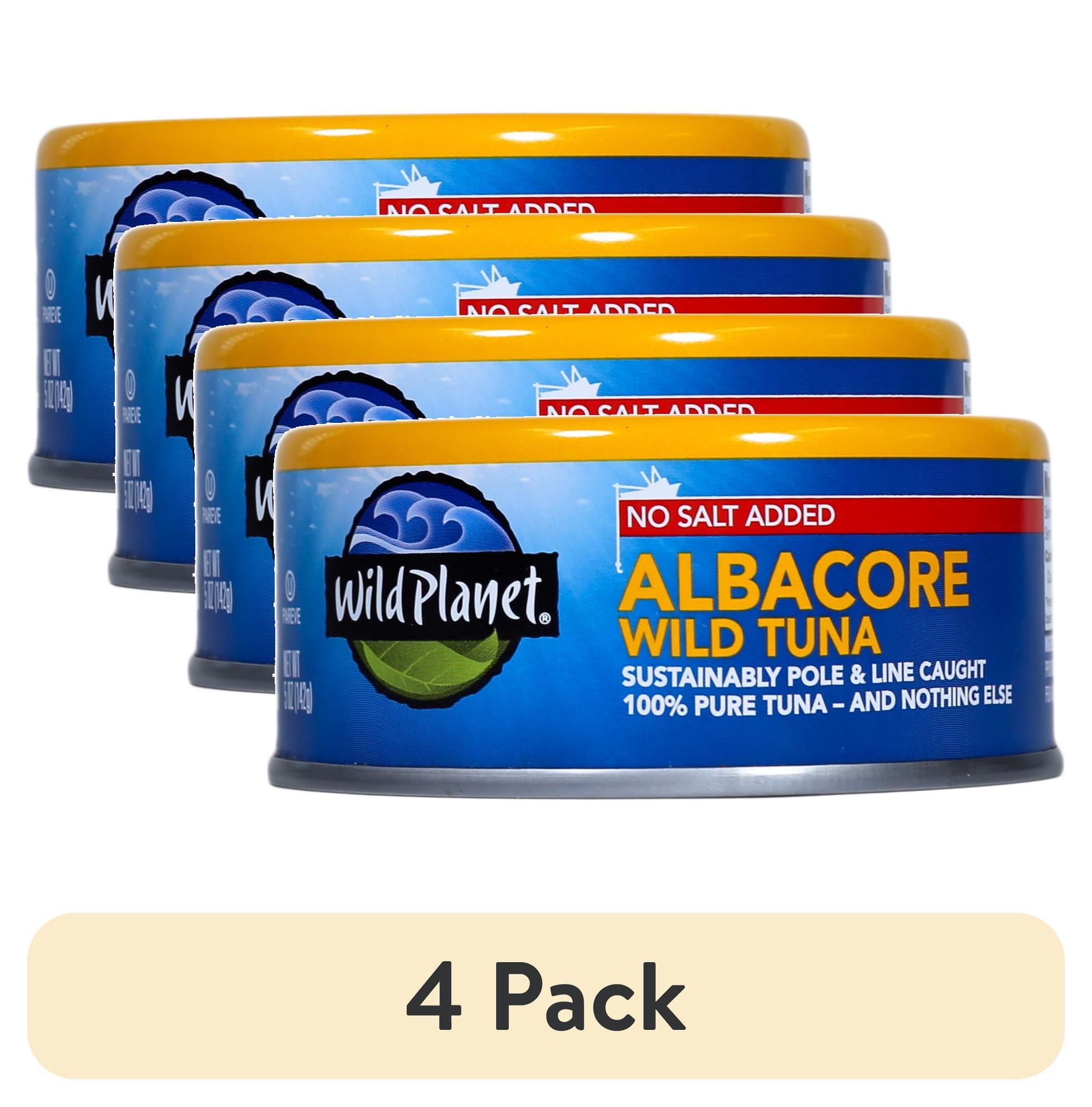(4 pack) Wild Planet Albacore Wild Tuna, No Salt Added, 5 oz Can ...