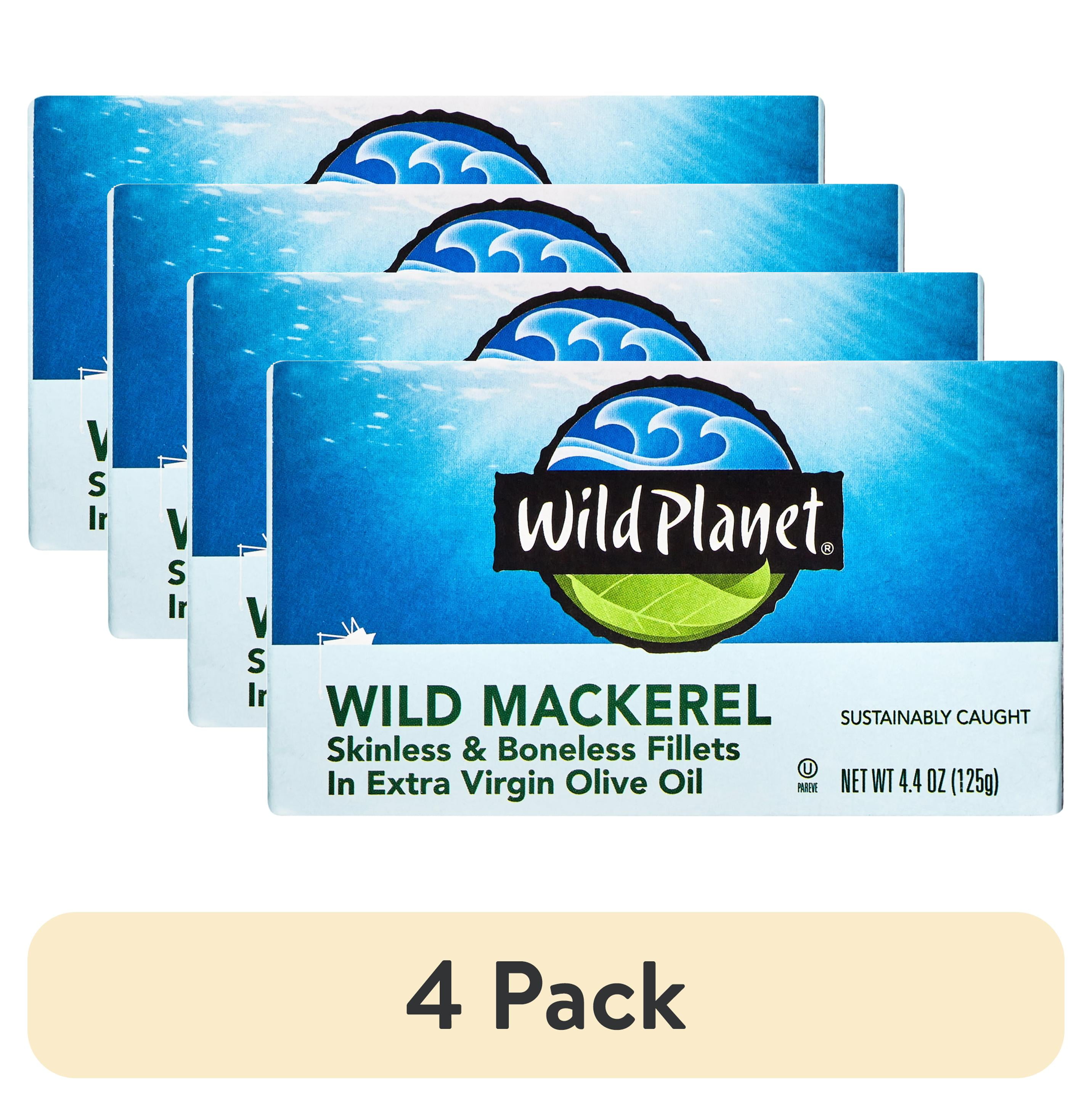 (4 pack) Wild Planet Wild Mackerel Skinless Boneless Fillets in Extra ...