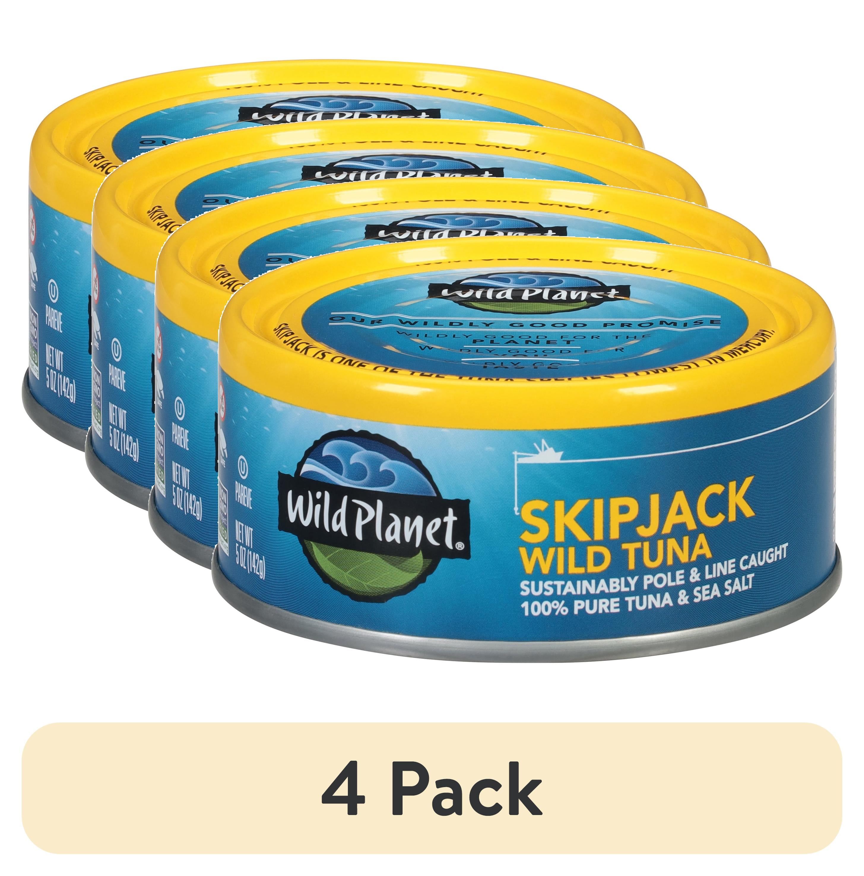 (4 pack) Wild Planet Skipjack Wild Caught Tuna with Sea Salt, 5 oz Can ...