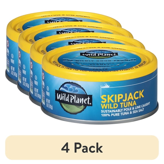 (4 pack) Wild Planet Skipjack Wild Tuna with Sea Salt, 5 oz Can ...