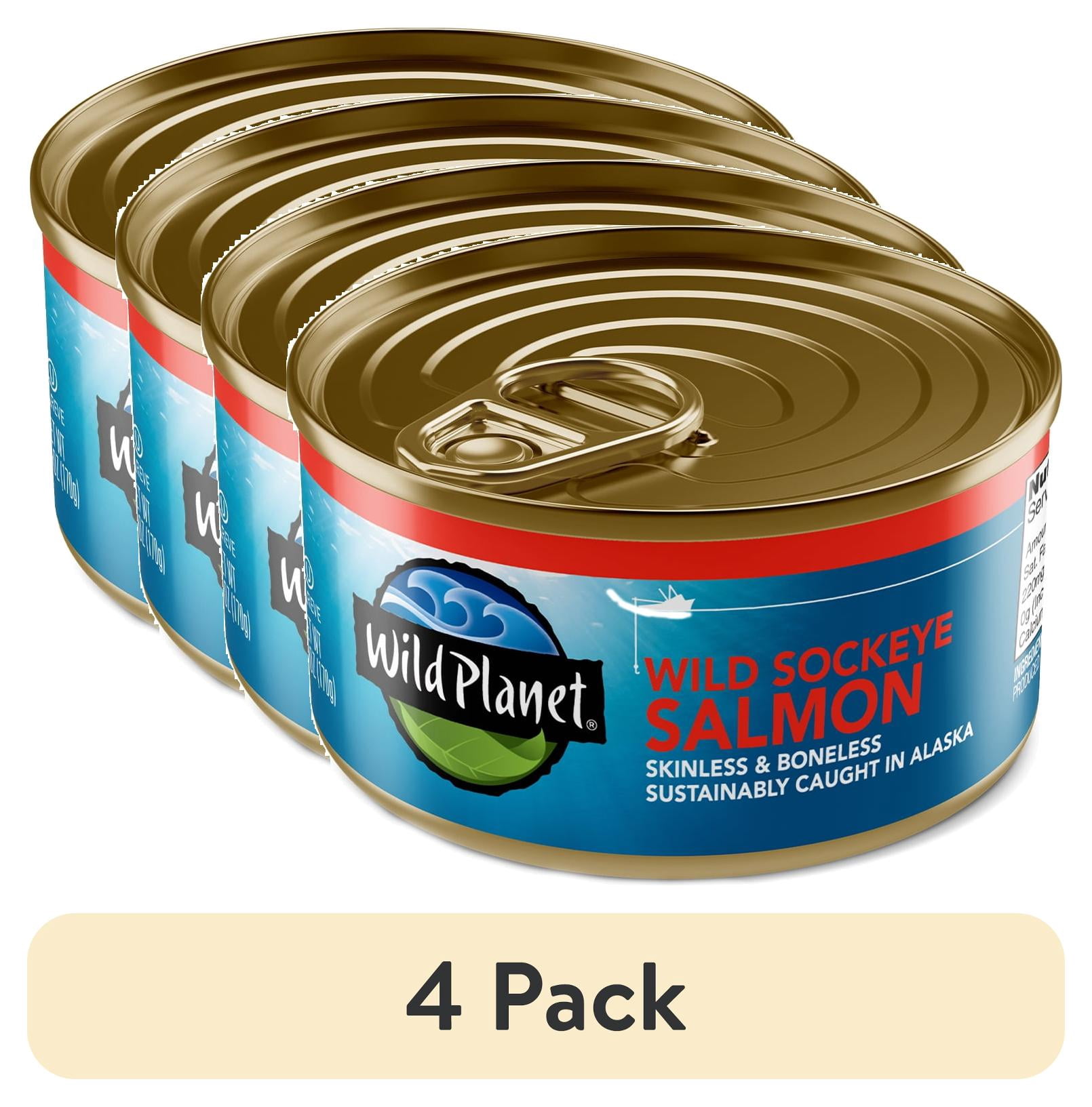 (4 pack) Wild Planet Wild Alaska Sockeye Salmon, 6 oz Can - Walmart.com