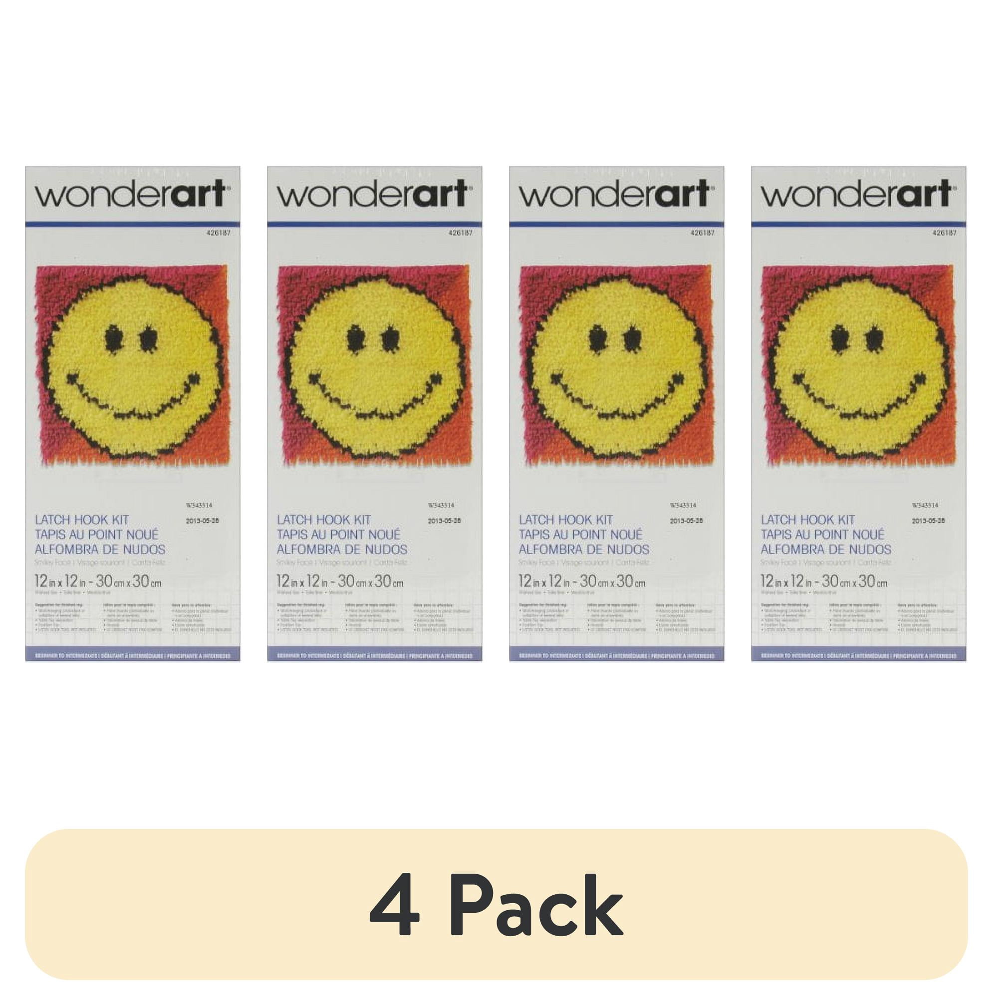 (4 pack) Wonderart Latch Hook Kit 12"X12"-Smiley Face - Walmart.com
