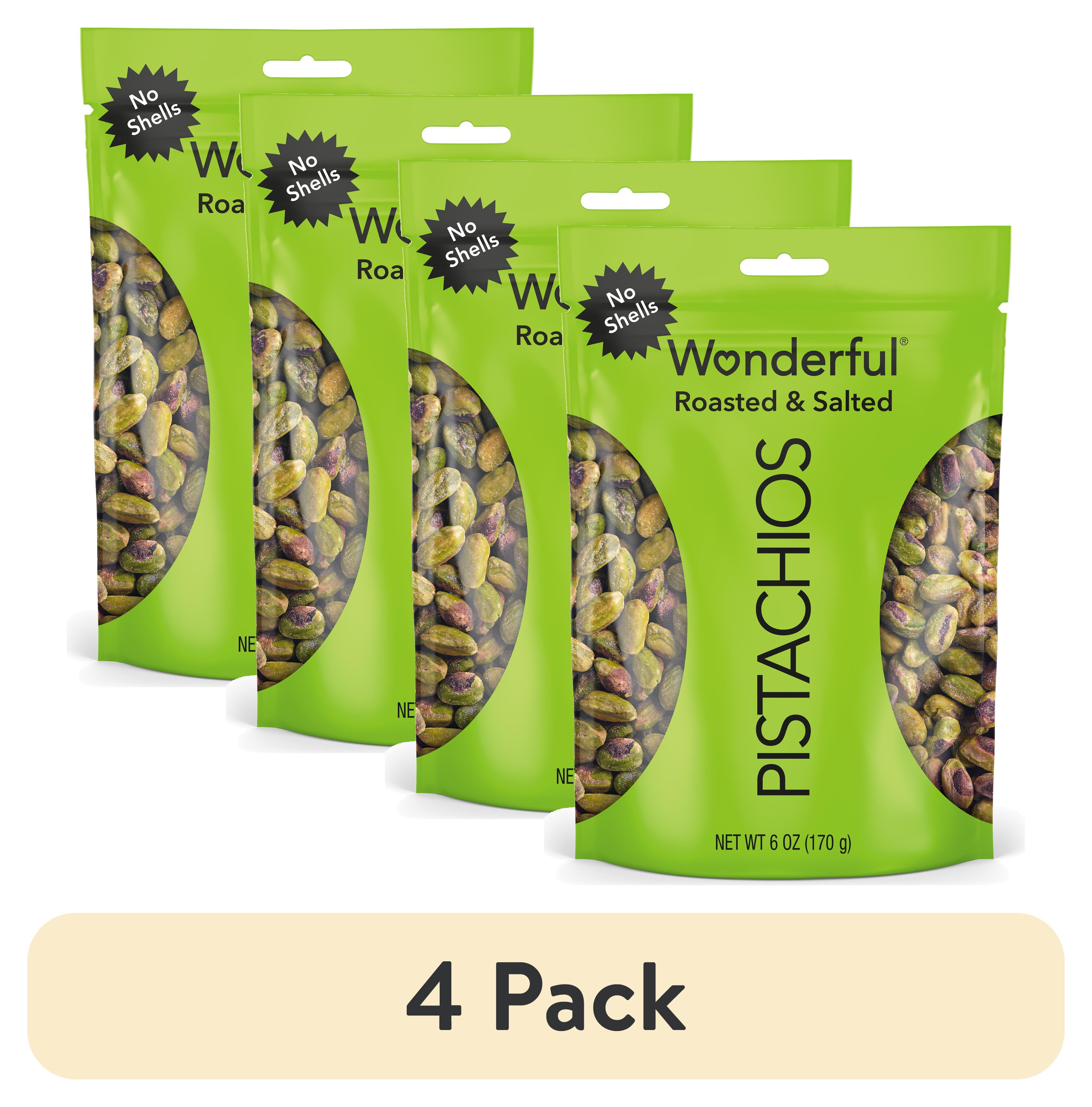 (4 pack) Wonderful Pistachios No Shells Roasted & Salted Nuts, 6 Ounce ...