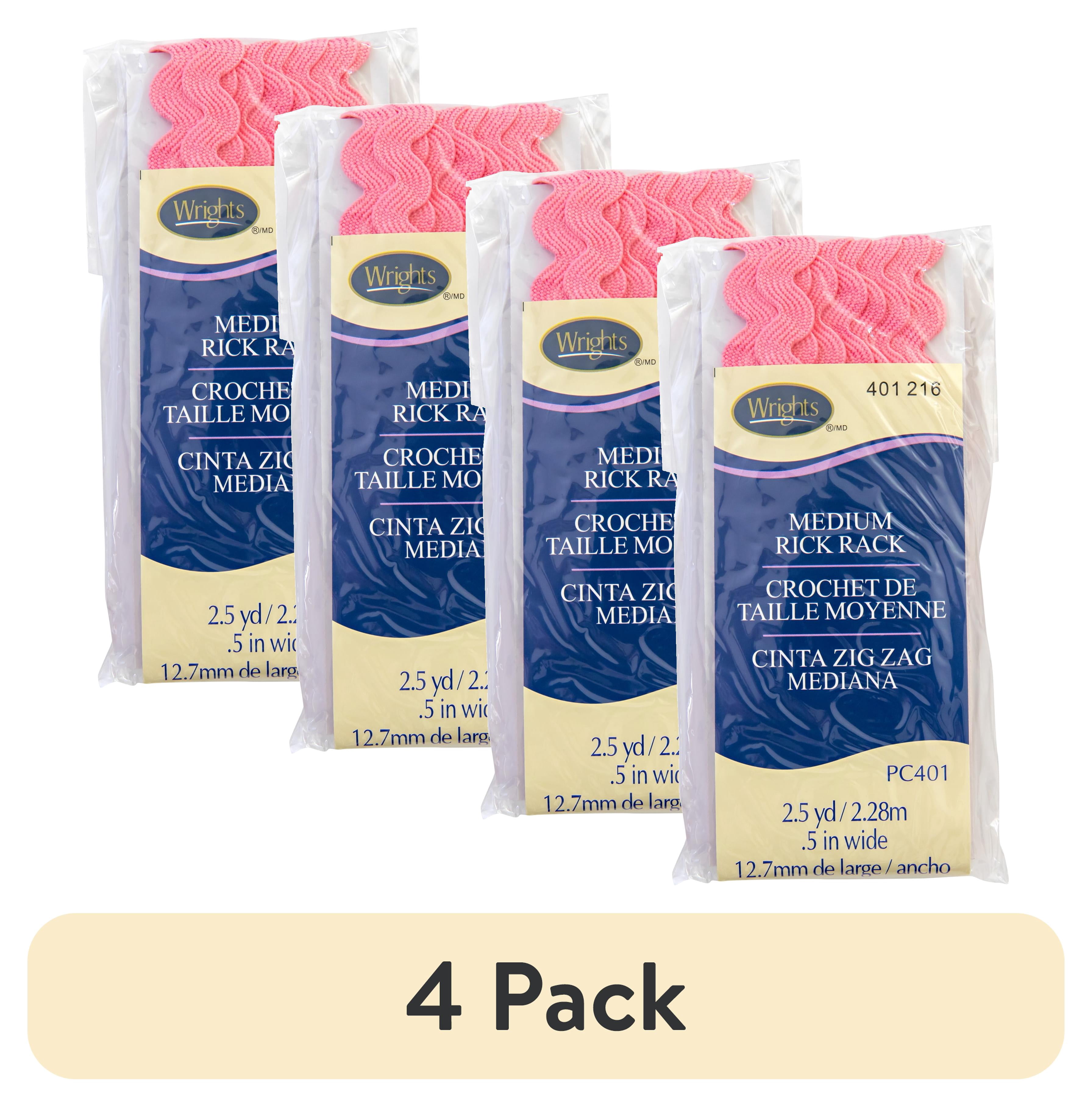 (4 pack) Wrights 1/2" Candy Pink Medium Rick Rack, 2.5 yd Sewing Trim ...