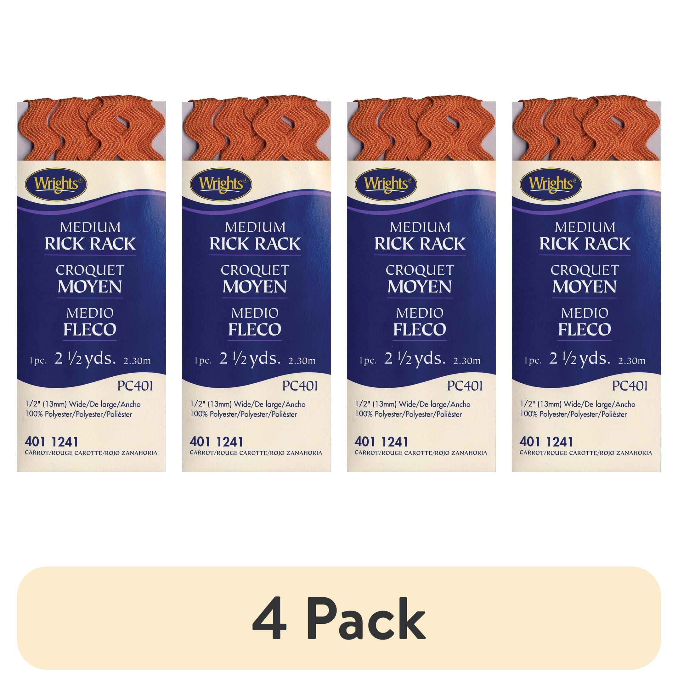 (4 pack) Wrights 1/2"x2.5 Yd Carrot Medium Rick Rack Trim - Walmart.com