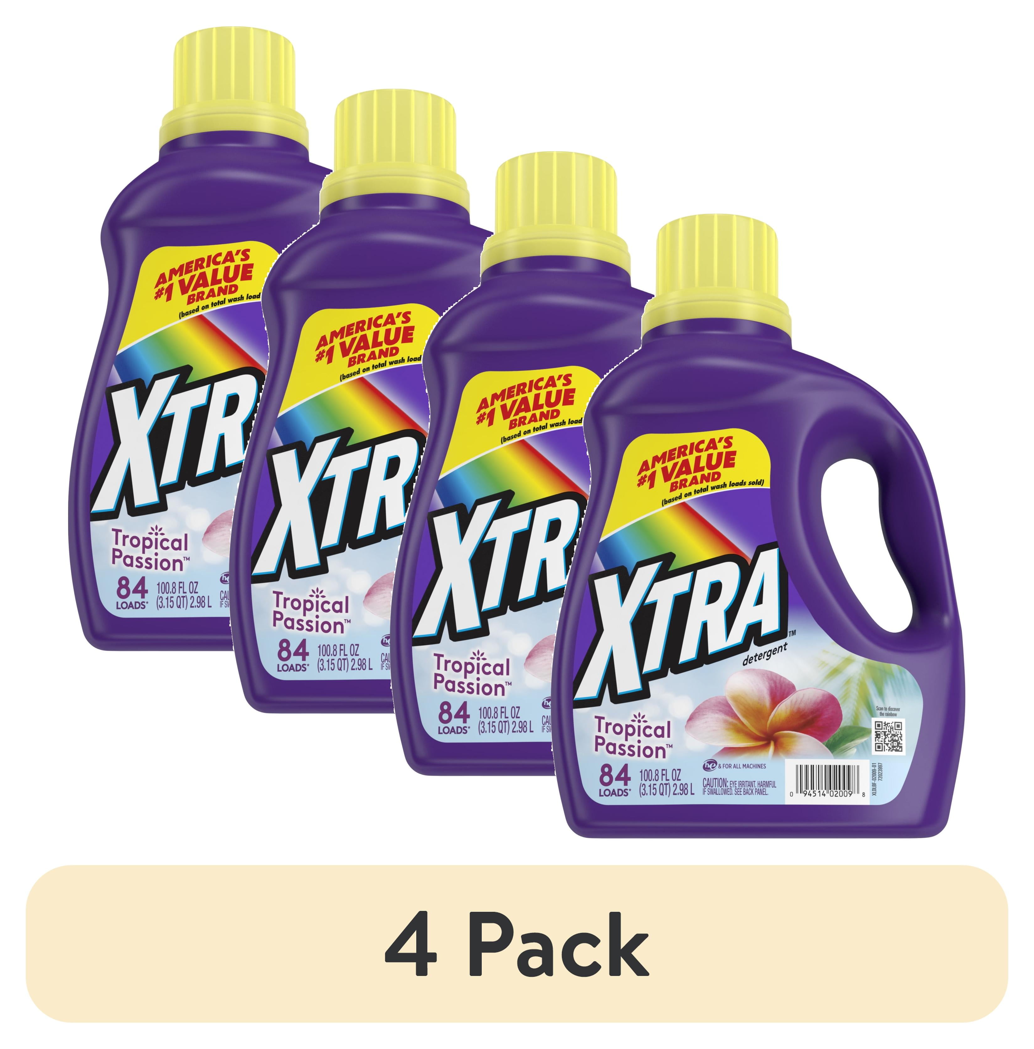 (4 pack) Xtra Tropical Passion, 84 Loads Liquid Laundry Detergent, 100.8 fl oz - Walmart.com