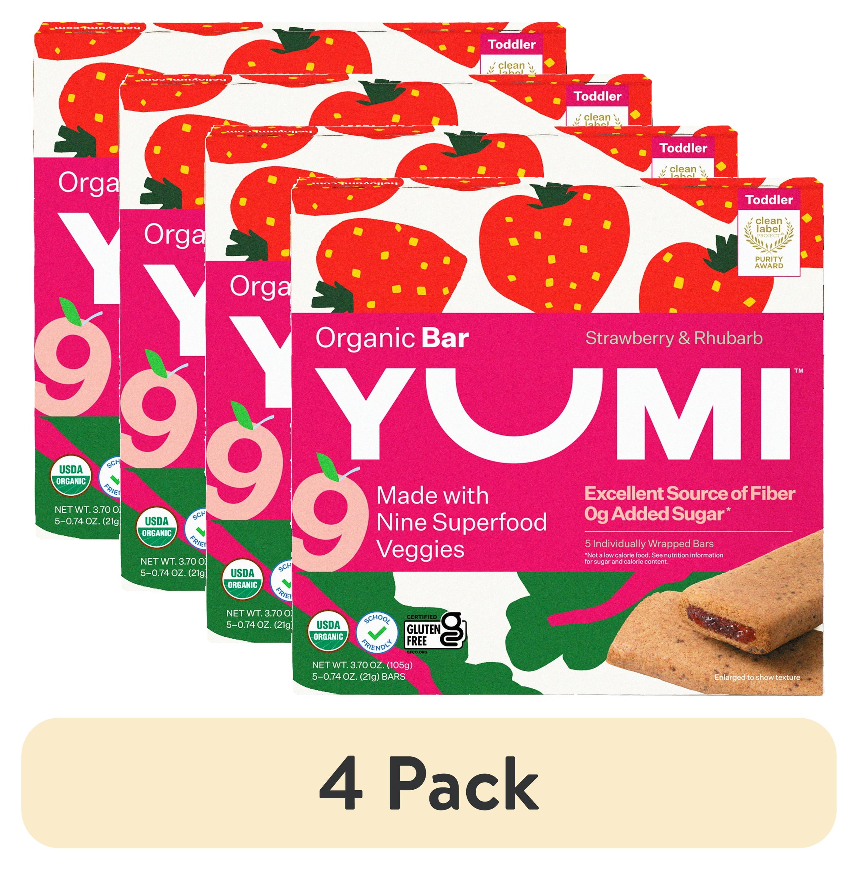 (4 pack) YUMI Organic Strawberry & Rhubarb Toddler Snack Bars - 3.7oz ...