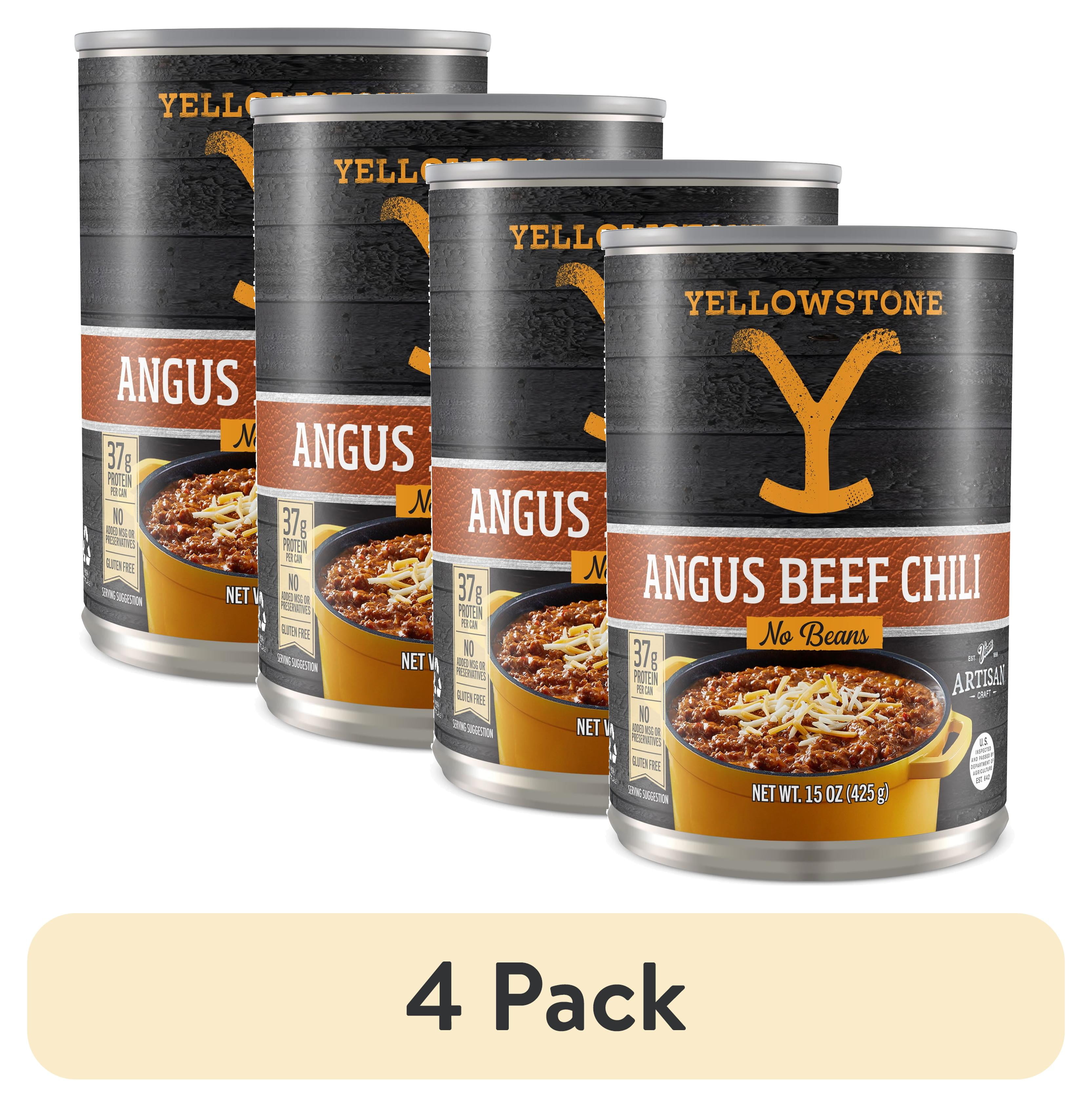 (4 pack) Yellowstone Angus Beef No Beans Chili, 15 oz. Can Savory ...
