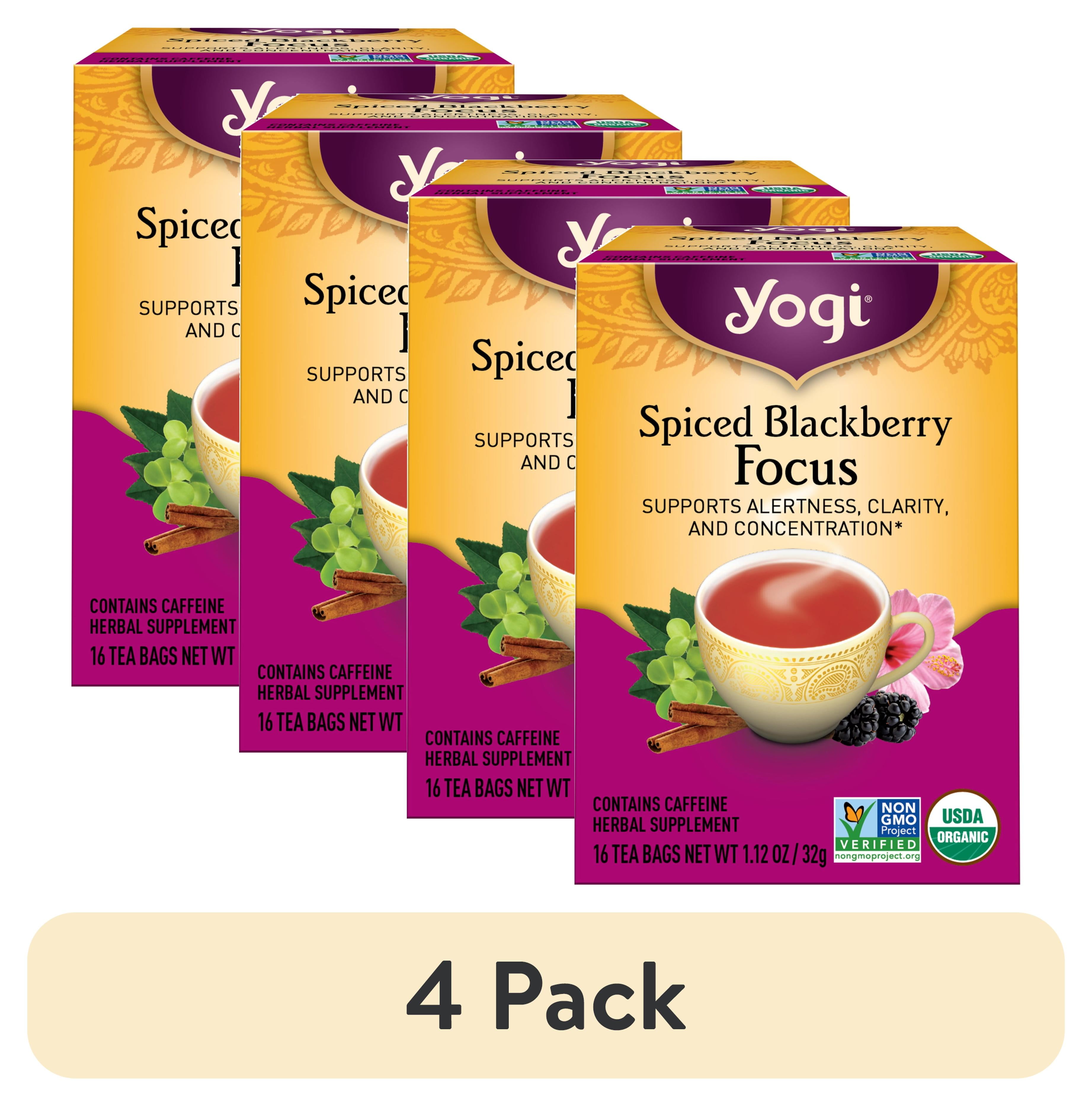 (4 pack) Yogi Tea Spiced Blackberry Focus, Contains-Caffeine Black Tea ...