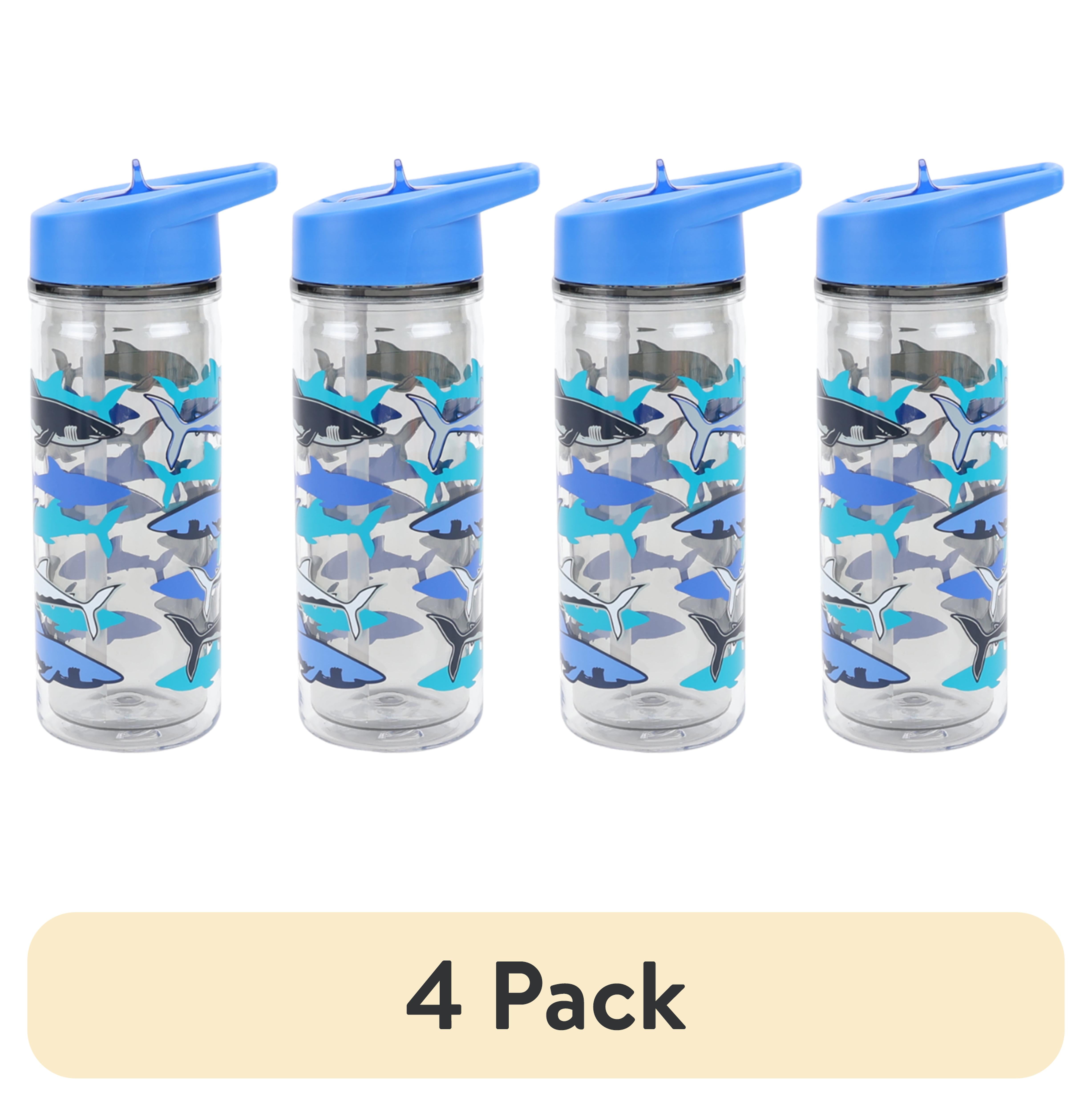 (4 pack) Your Zone 14-Ounce Plastic Water Bottle with Lid and Straw ...