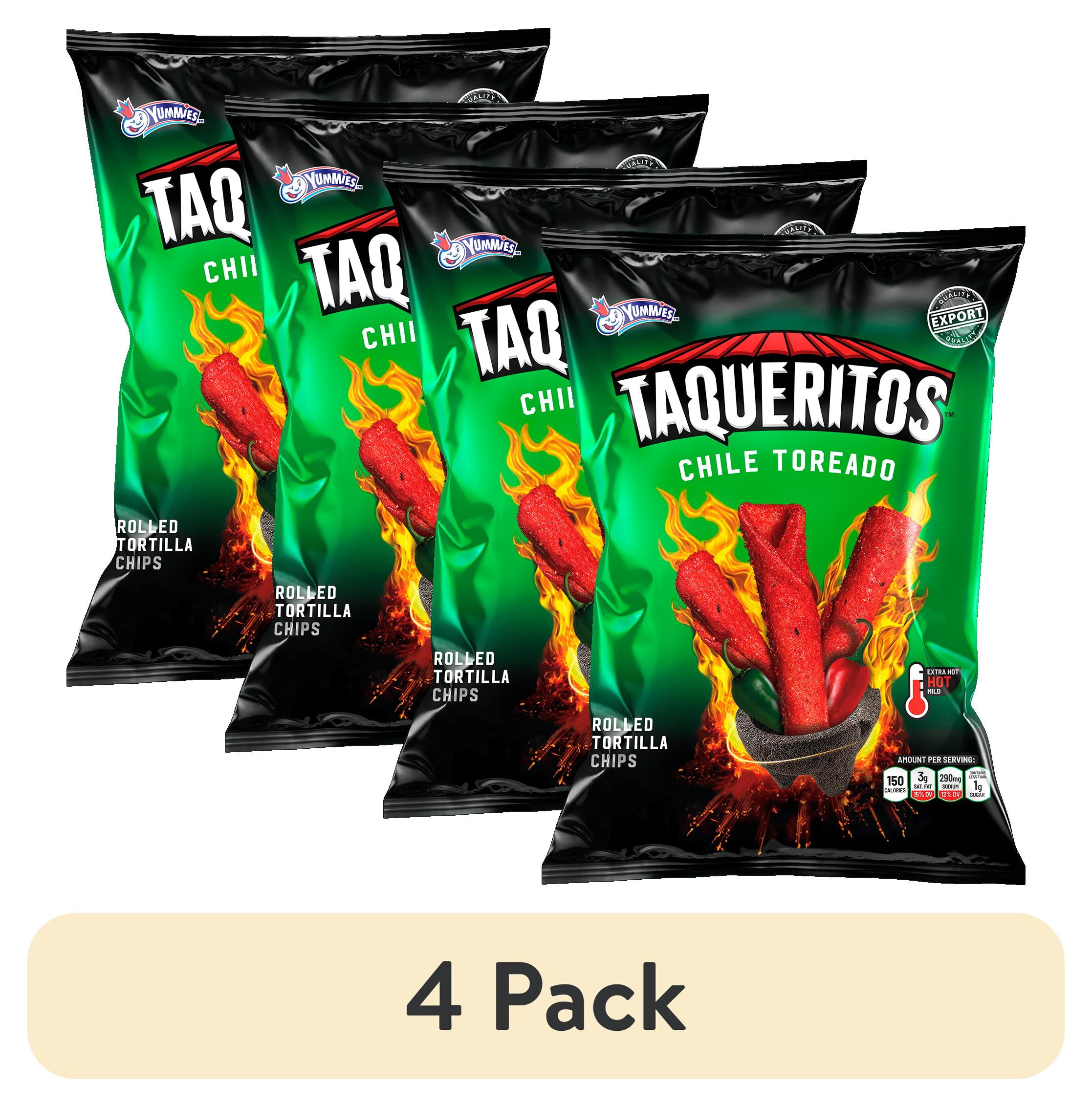 (4 pack) Yummies Taqueritos Rolled Tortilla Chips, Chile Toreado Flavor ...