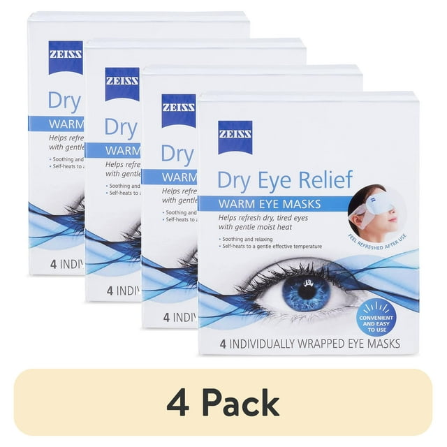 (4 pack) ZEISS Dry Eye Relief Warm Compress Heated Eye Masks, 4 Pack ...
