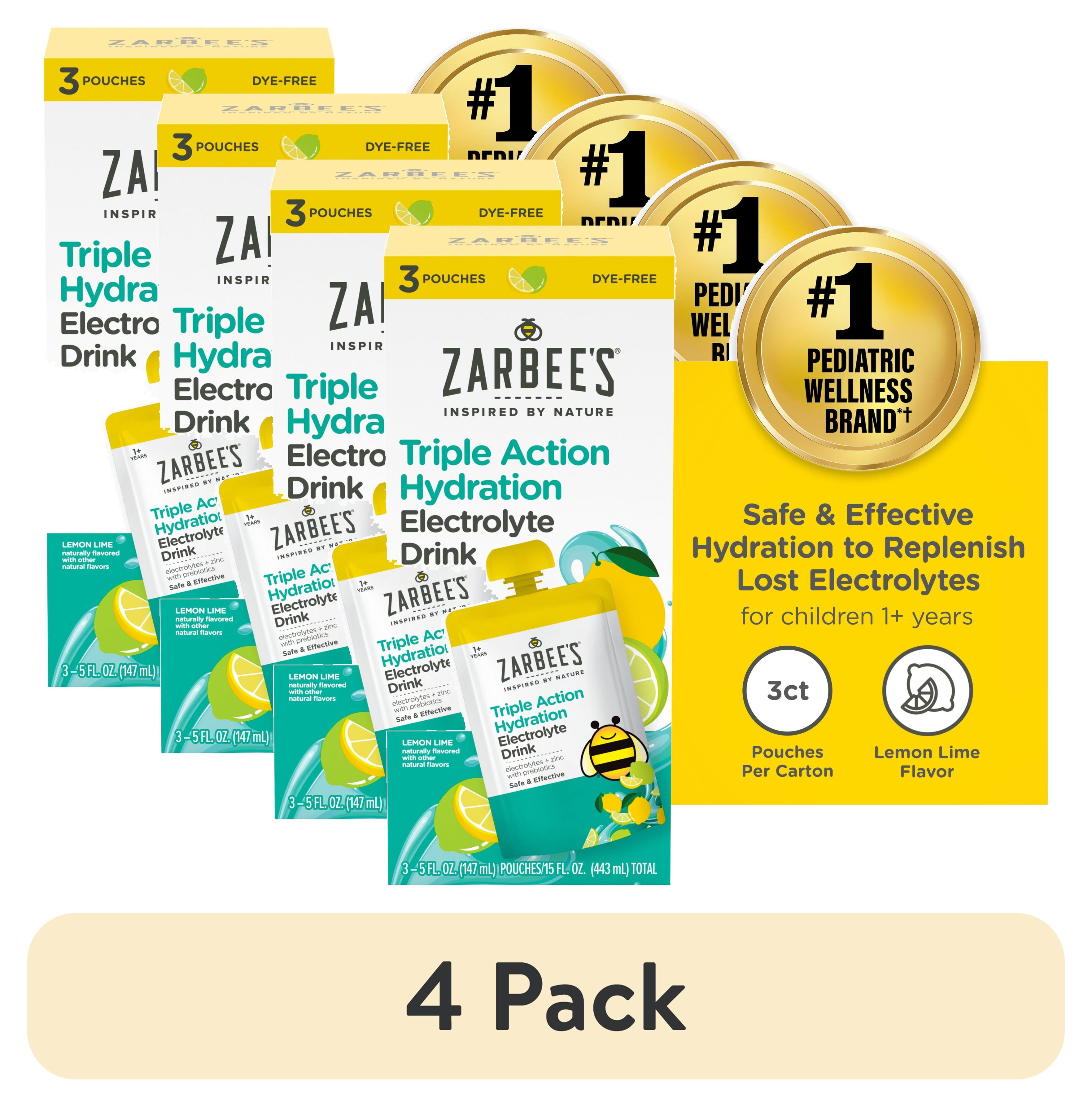 (4 pack) Zarbee's Kids Electrolyte Drink, Lemon-Lime, 5oz, 3pk ...