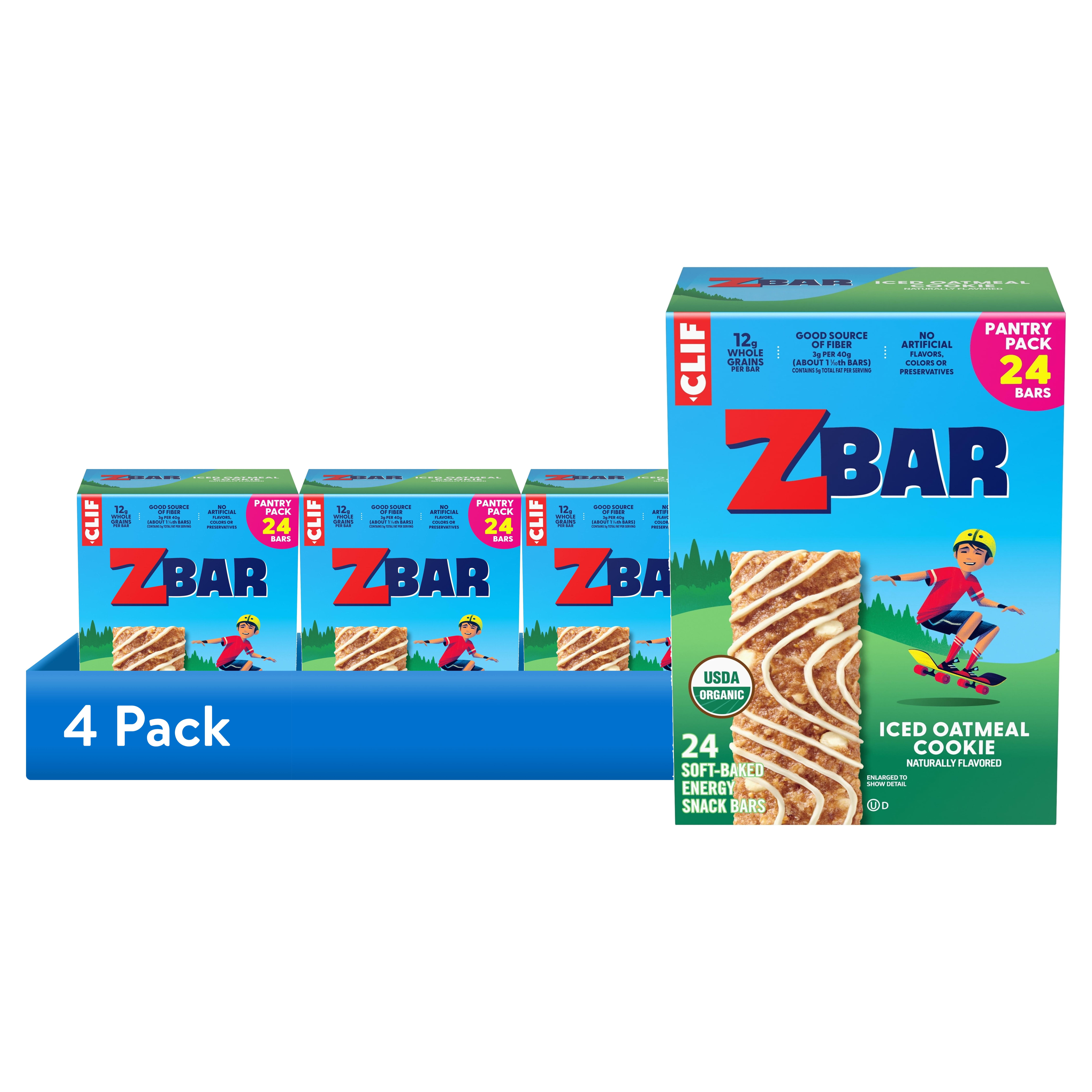 (4 pack) Zbar Iced Oatmeal Cookie Soft-Baked Energy Snack Bars, Organic ...