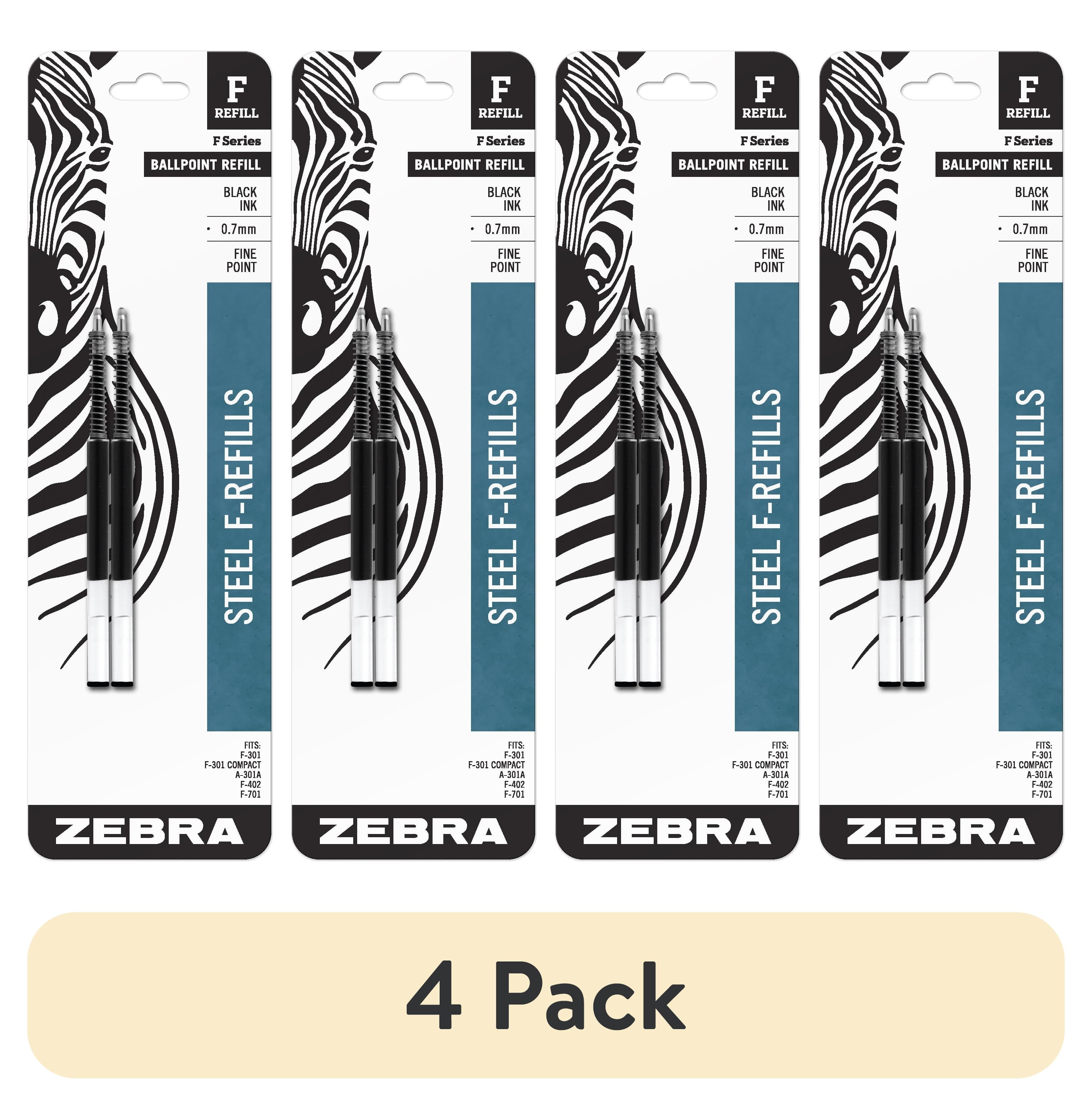 (4 pack) Zebra Ballpoint Pen Refill, for F-Series Stainless Steel Fine ...