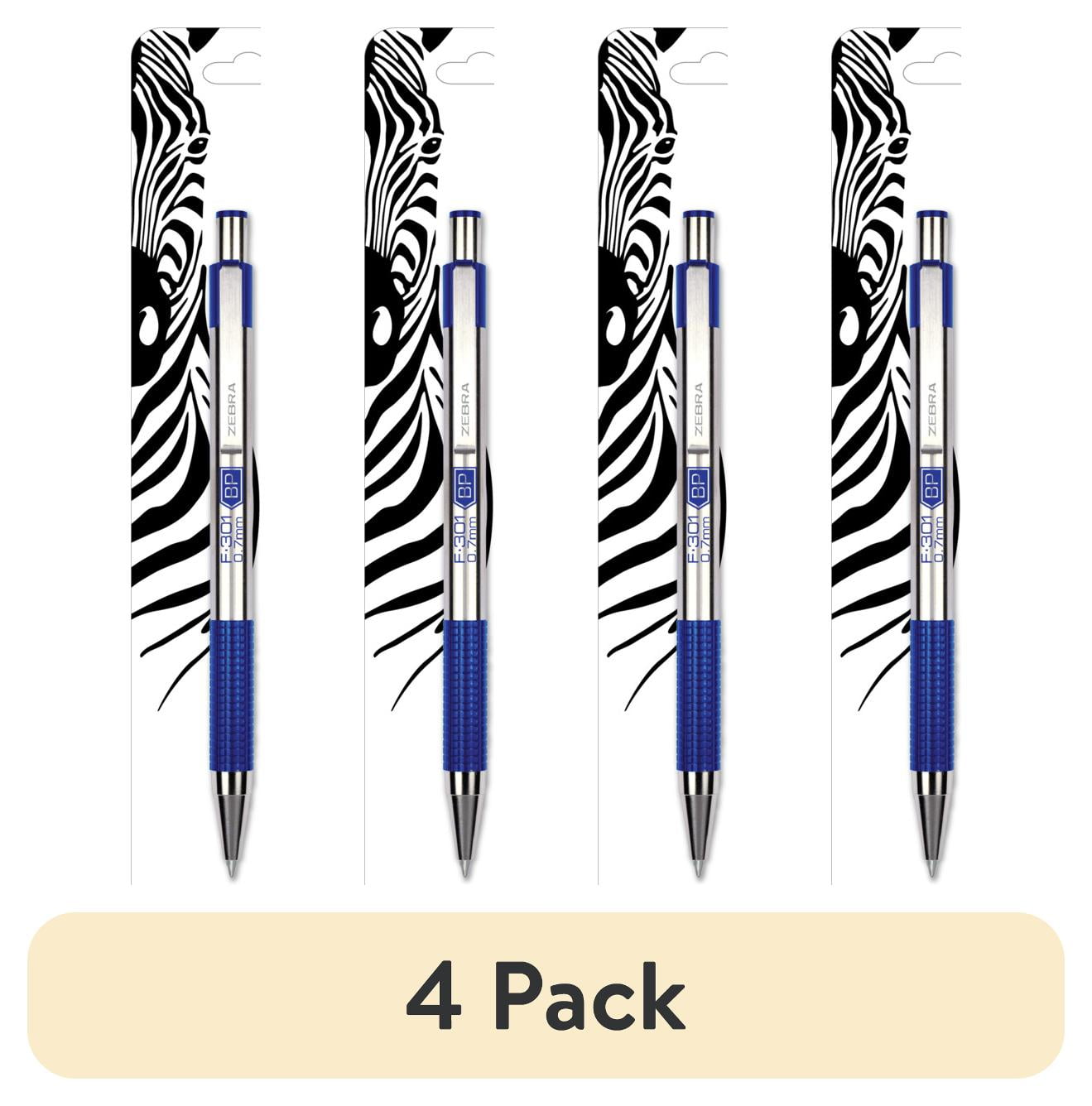 (4 pack) Zebra F-301 Ballpoint Stainless Steel Retractable Pen, Fine ...