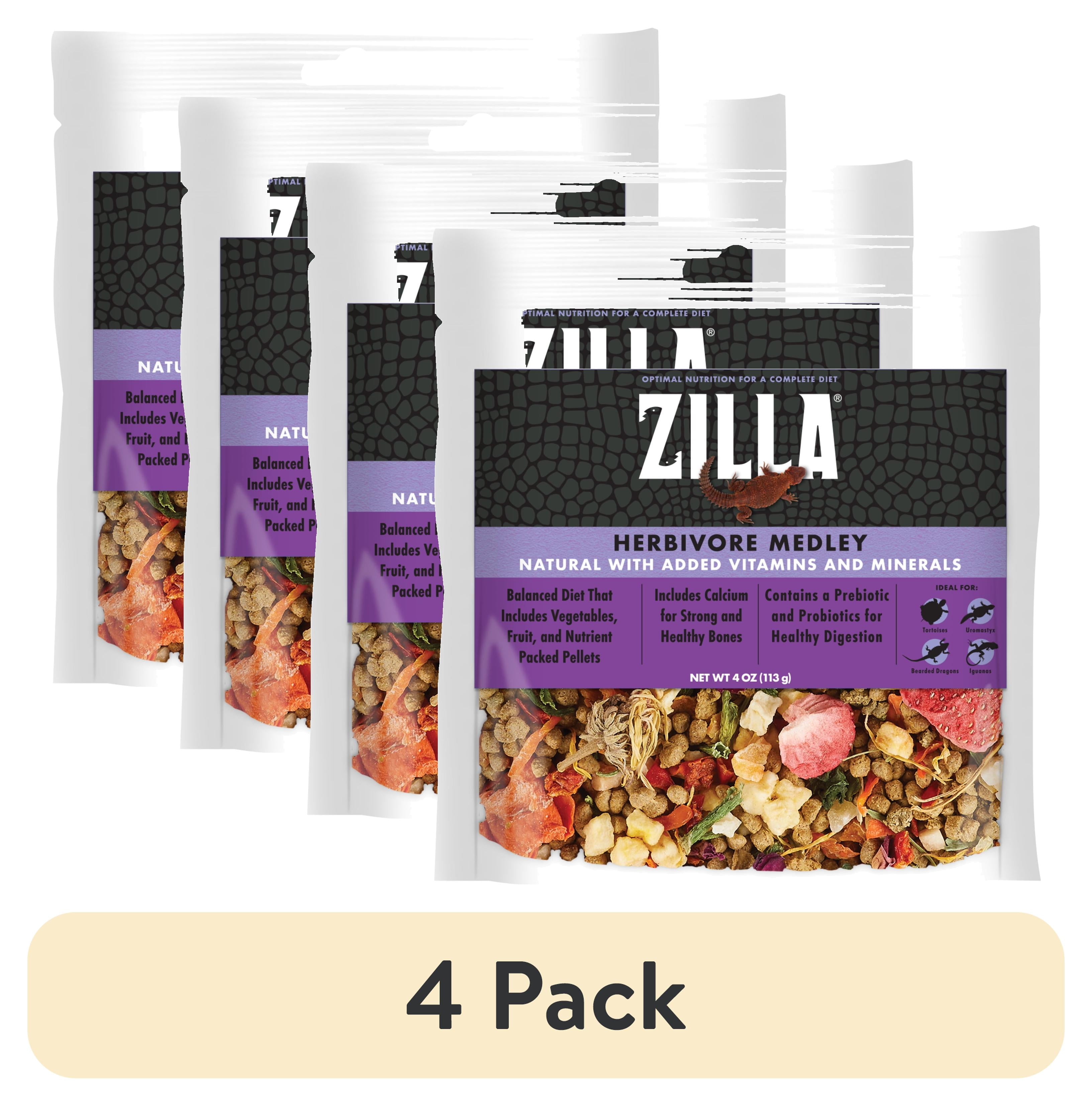 (4 pack) Zilla Herbivore Medley Complete Reptile Diet, 4 Ounces ...