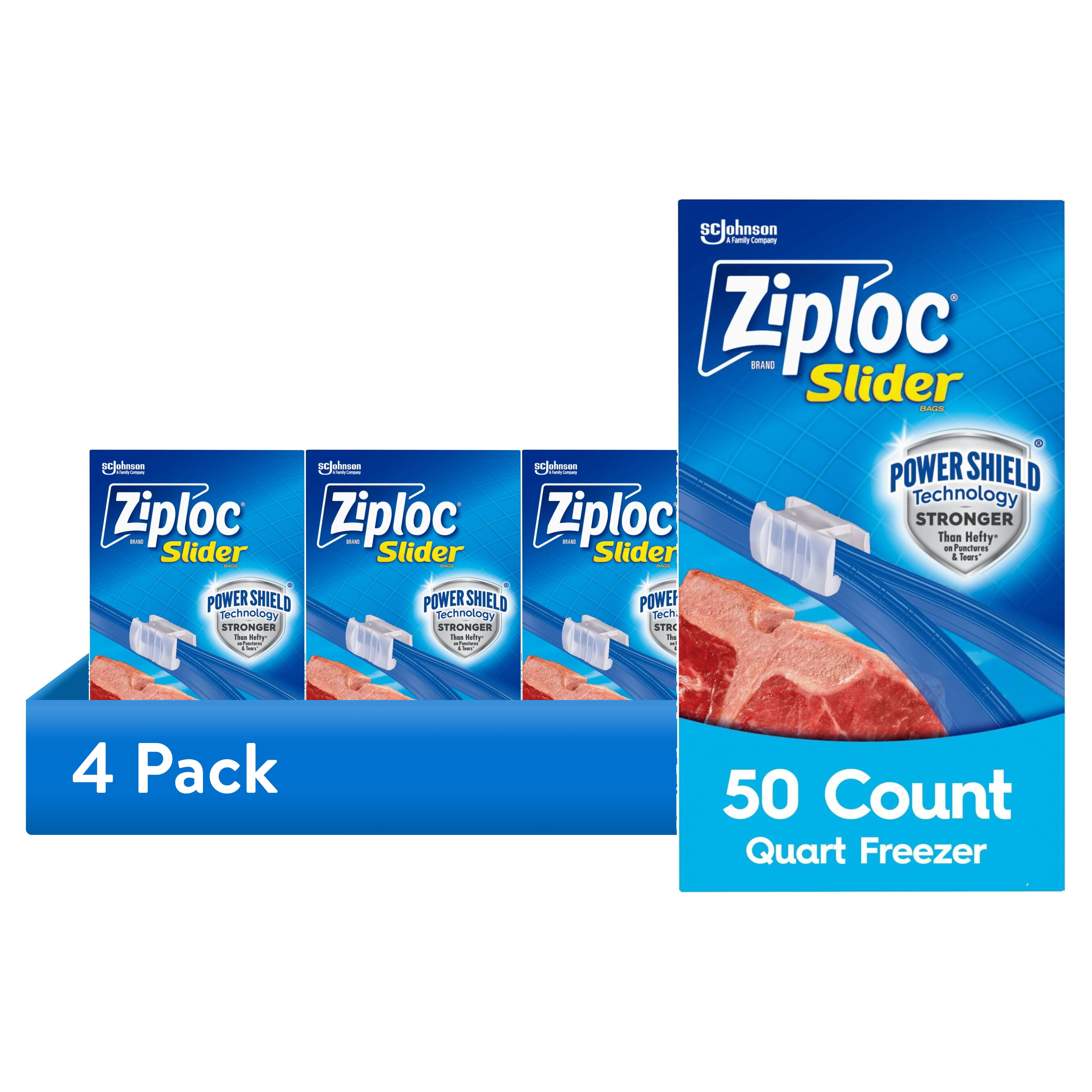 (4 pack) Ziploc® Brand Slider Freezer Bags with Power Shield Technology ...