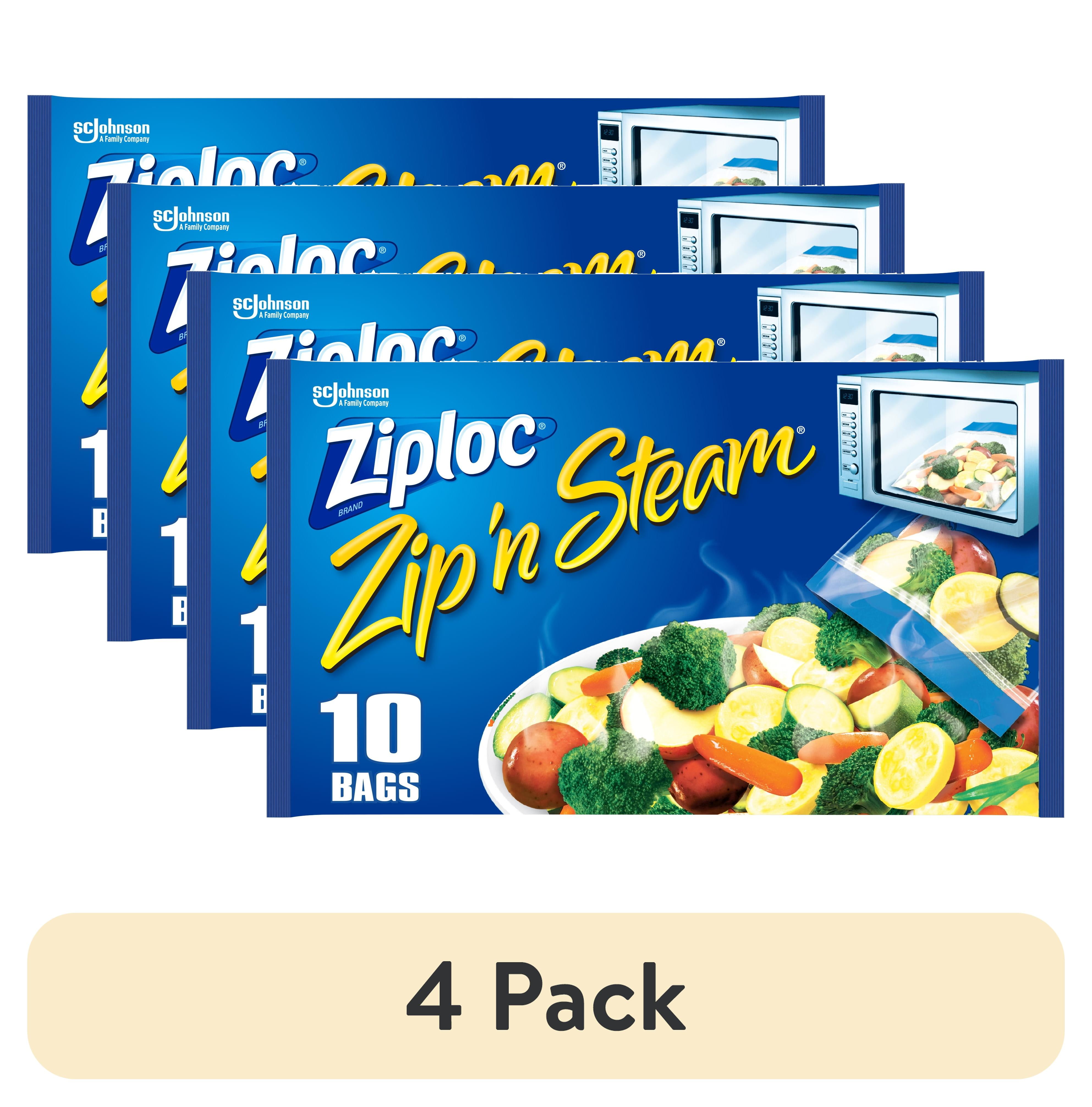 (4 pack) Ziploc Brand Zip 'n Steam Cooking Bags, 10 Count - Walmart.com