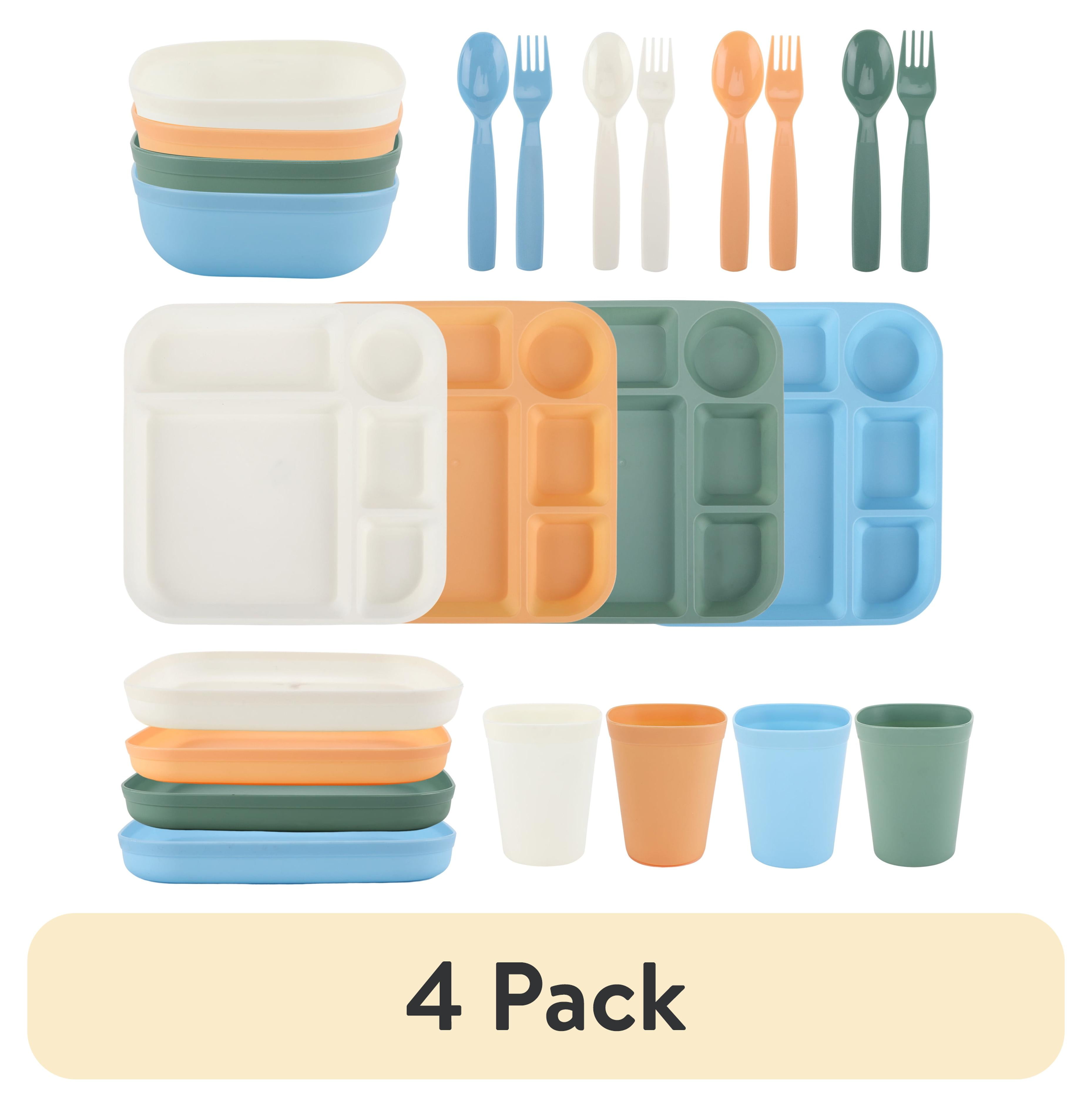 24-Piece Kids Plastic Dinnerware - BPA-Free & Microwave Safe - Walmart.com