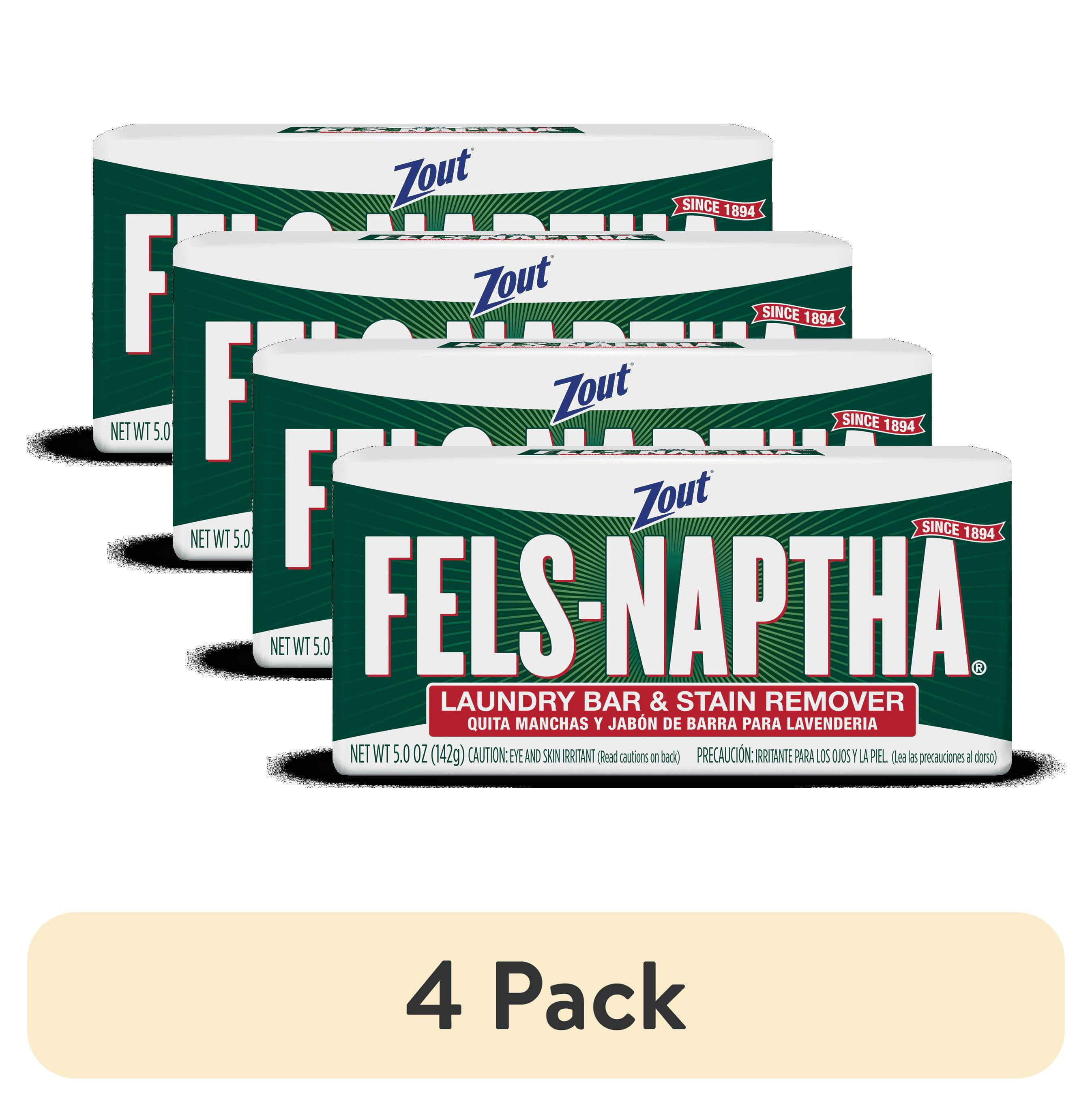(4 pack) Zout Fels-Naptha Laundry Bar & Stain Remover & Pre-Treater, 5 ...