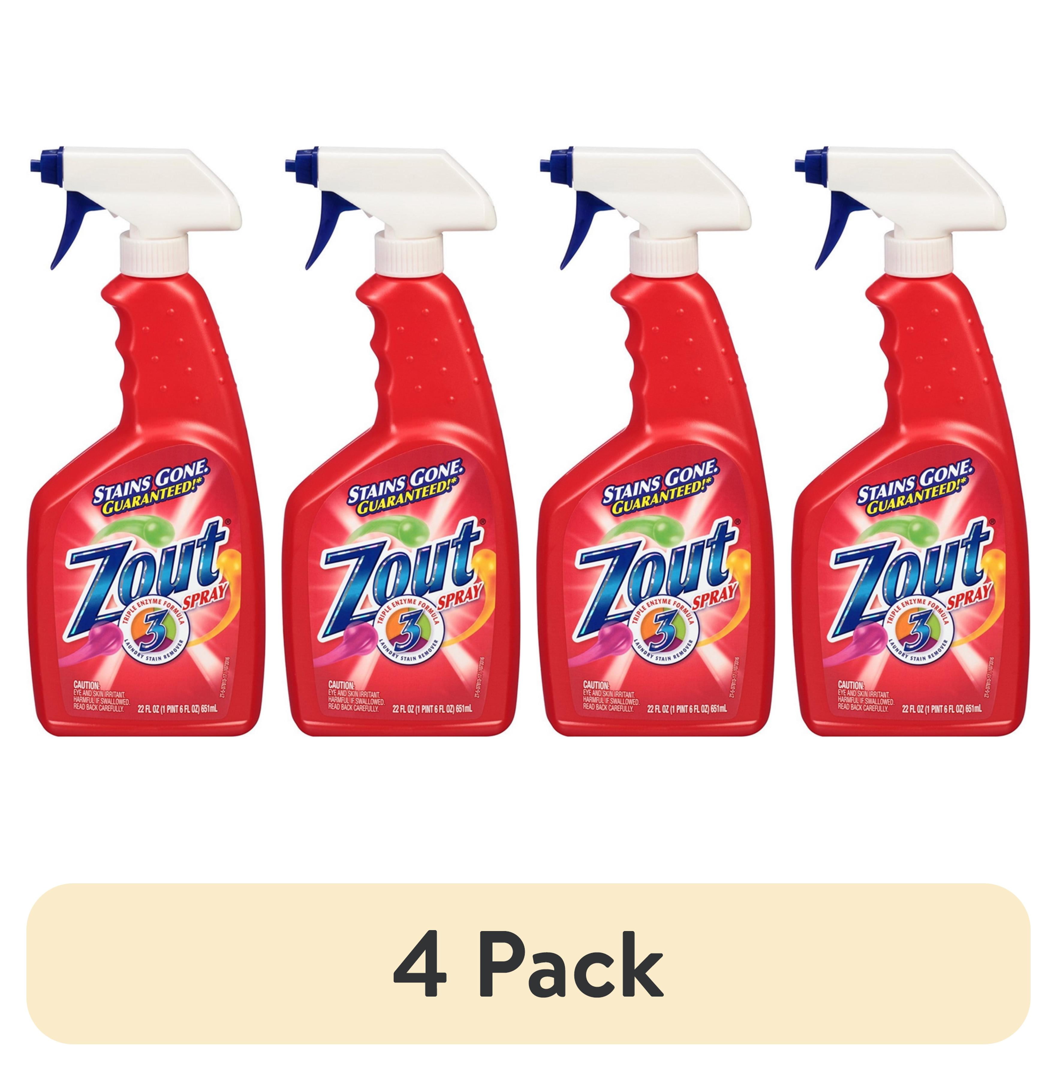 (4 pack) Zout Triple Enzyme Formula Laundry Stain Remover Spray 22 oz ...