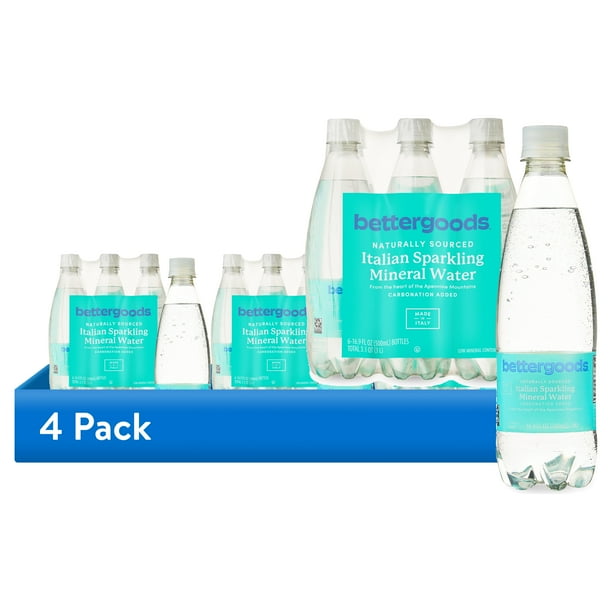 (4 pack) bettergoods Italian Sparkling Mineral Water, 16.9 fl oz, 6 Count Bottles - Walmart ...