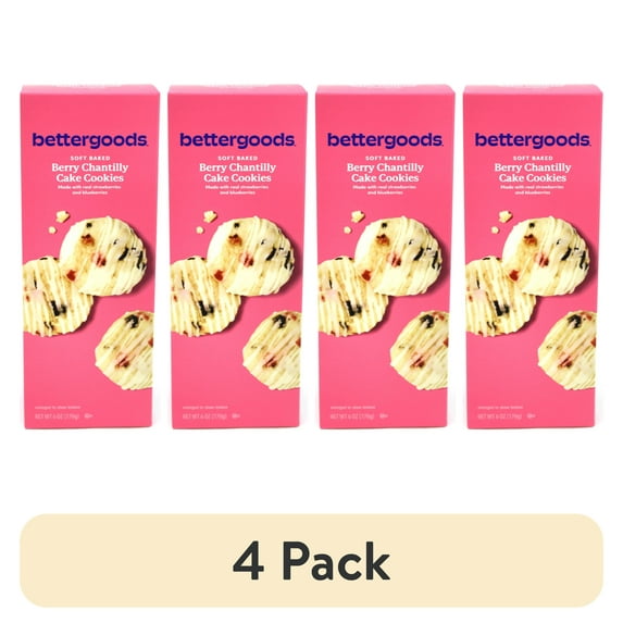 (4 pack) bettergoods Soft Baked Berry Chantilly Cake Cookies, 6 oz ...