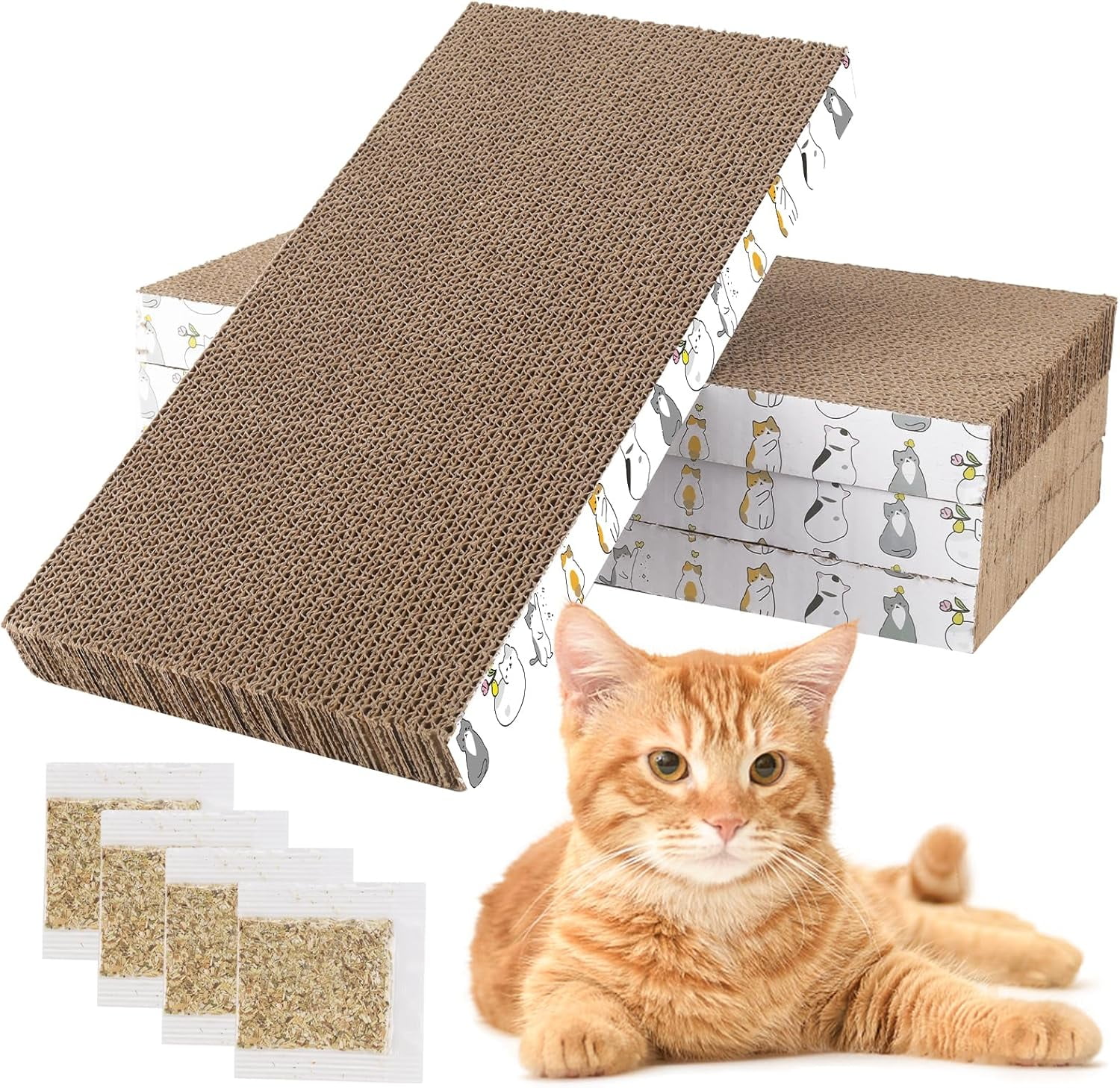 4-pack cat scratching posts with box, cardboard scratching posts for ...