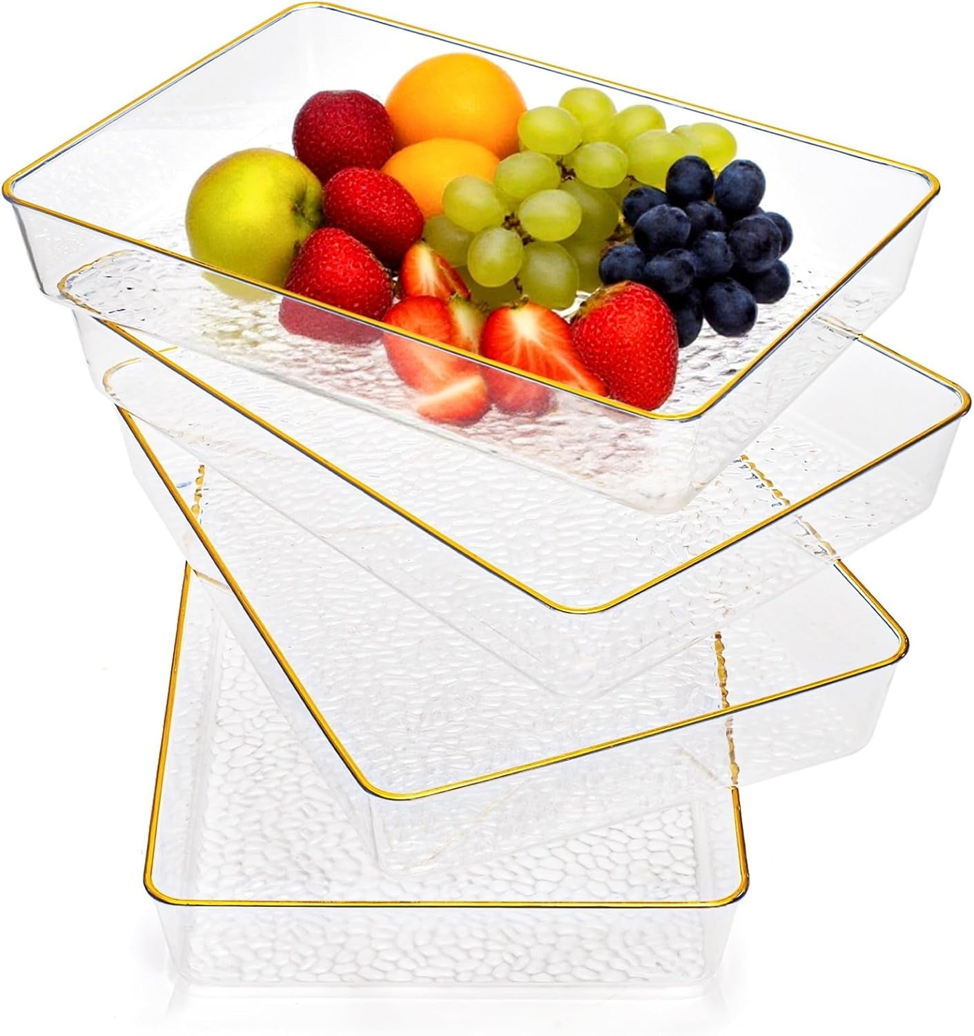 4 pack clear serving trays, deep serving platters rectangle 12'' x 8 ...