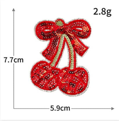 4 pack computer embroidery embroidery cloth patch bow cherry sequin ...