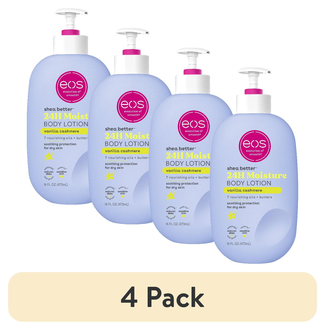 (4 pack) eos Shea Better Body Lotion - Vanilla Cashmere, for Dryness ...