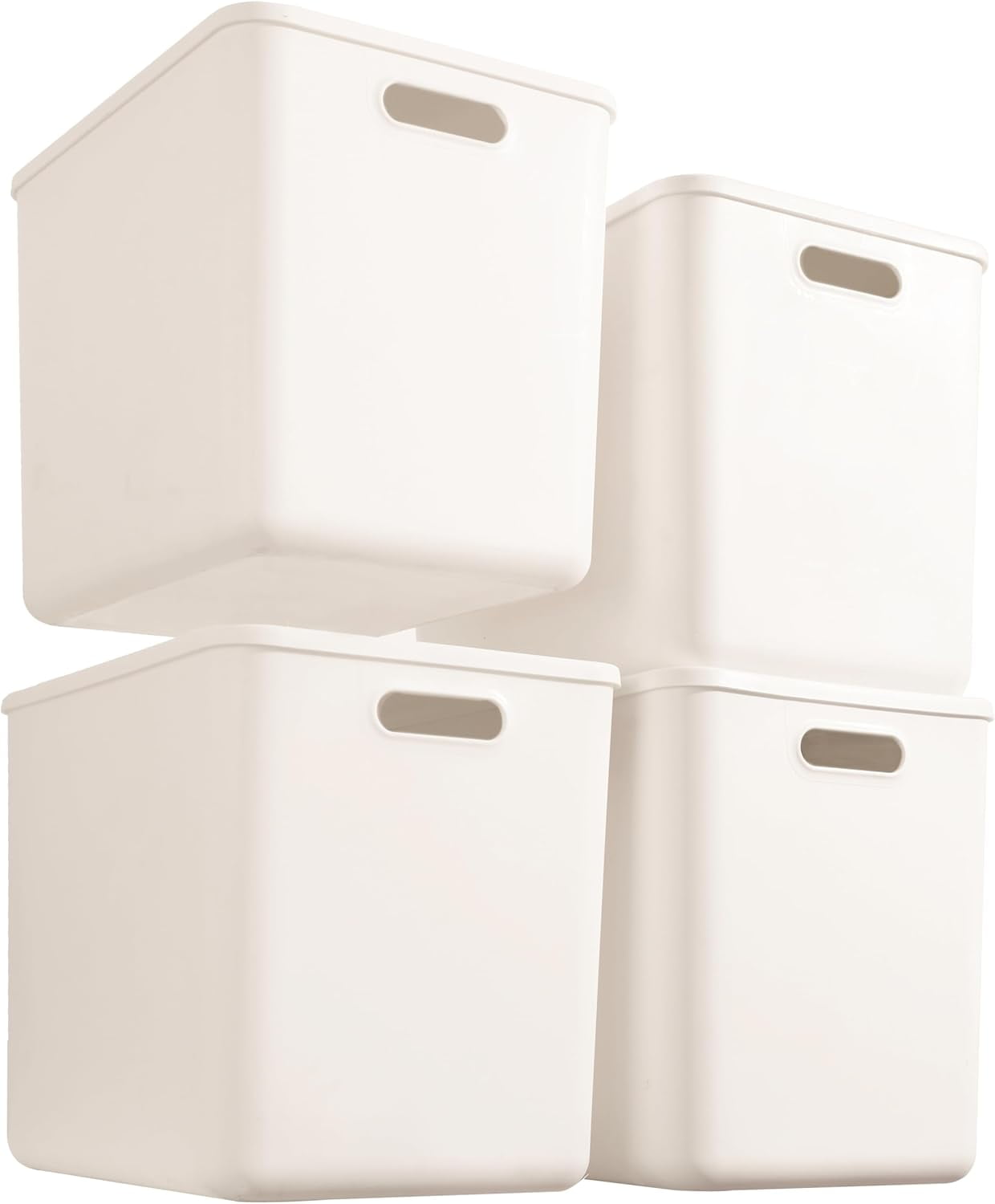 4 pack large plastic White storage bins Baskets, Toy Box Chest with ...
